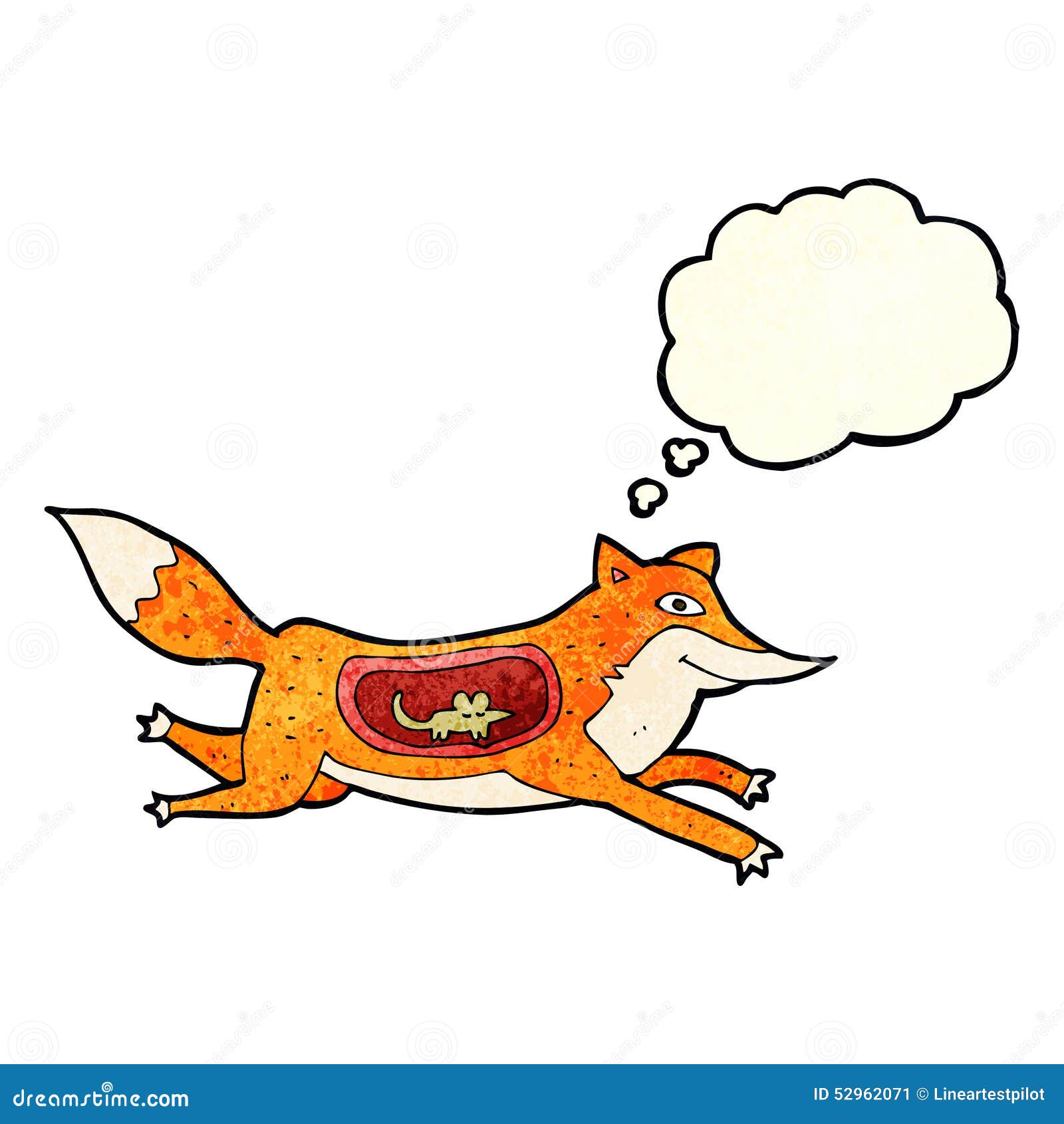 Cartoon Fox with Mouse in Belly with Thought Bubble Stock Illustration ...