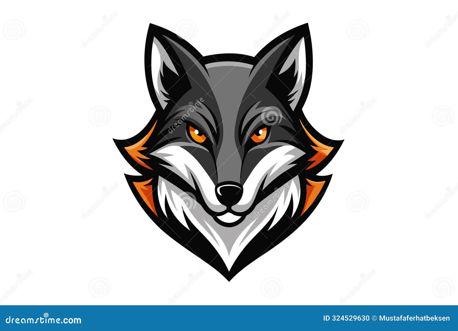 A Cartoon Fox with an Orange Stripe on Its Face Stock Illustration ...