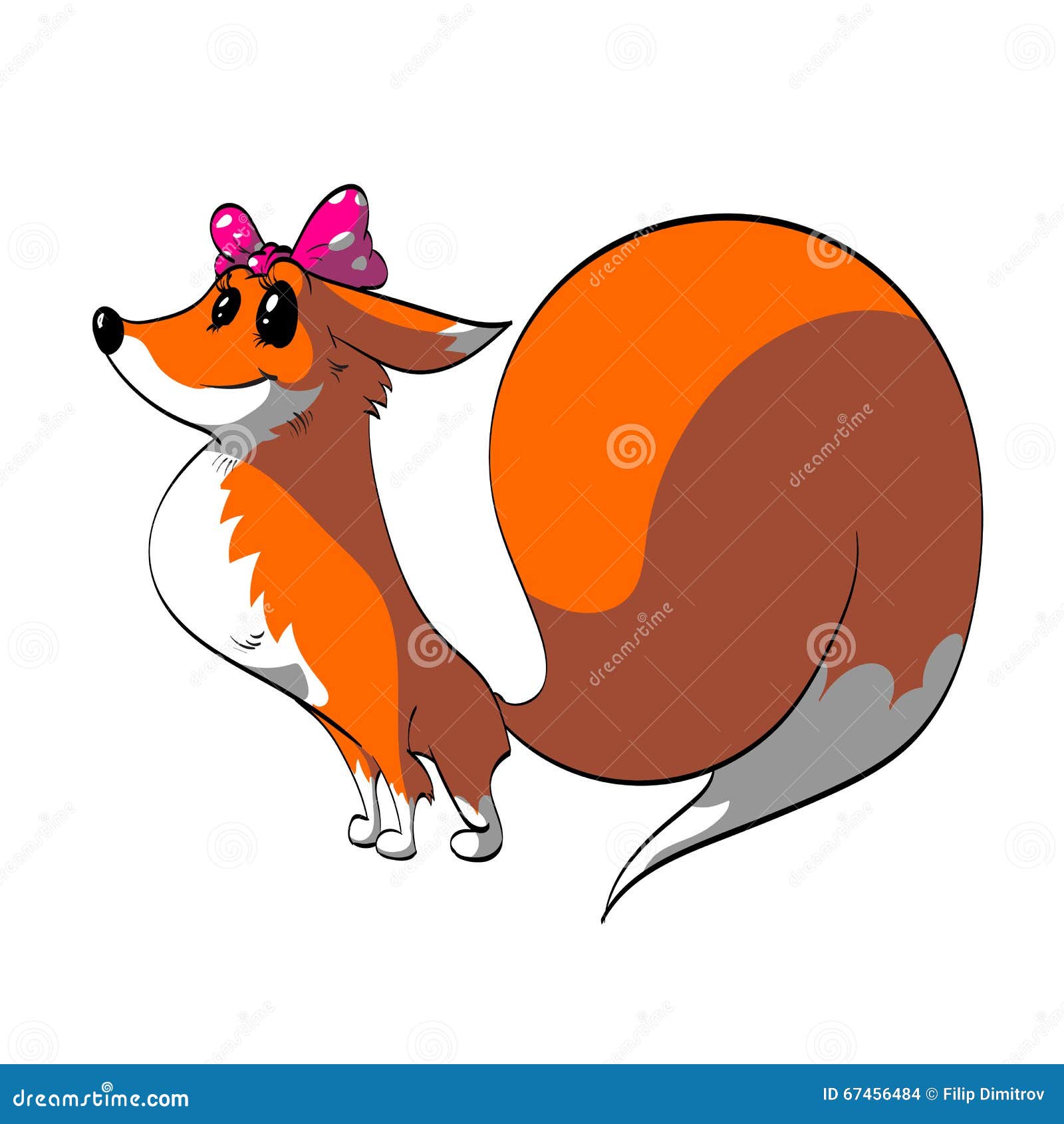 Cartoon Fox with Ping Ribbon Stock Vector - Illustration of cartoon ...