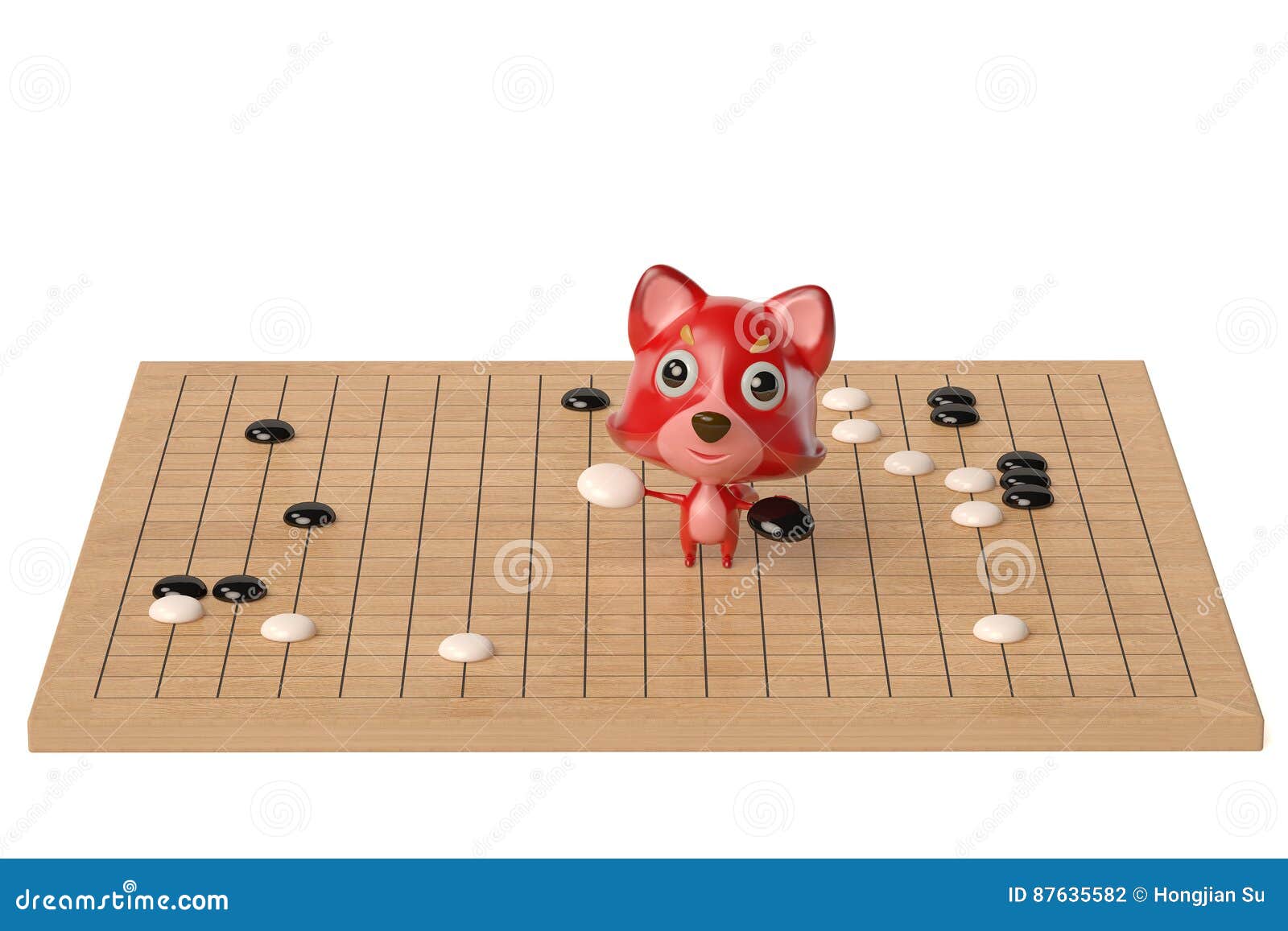 A Cartoon Fox Playing A Game Of Go,3D Illustration. Stock Photography ...