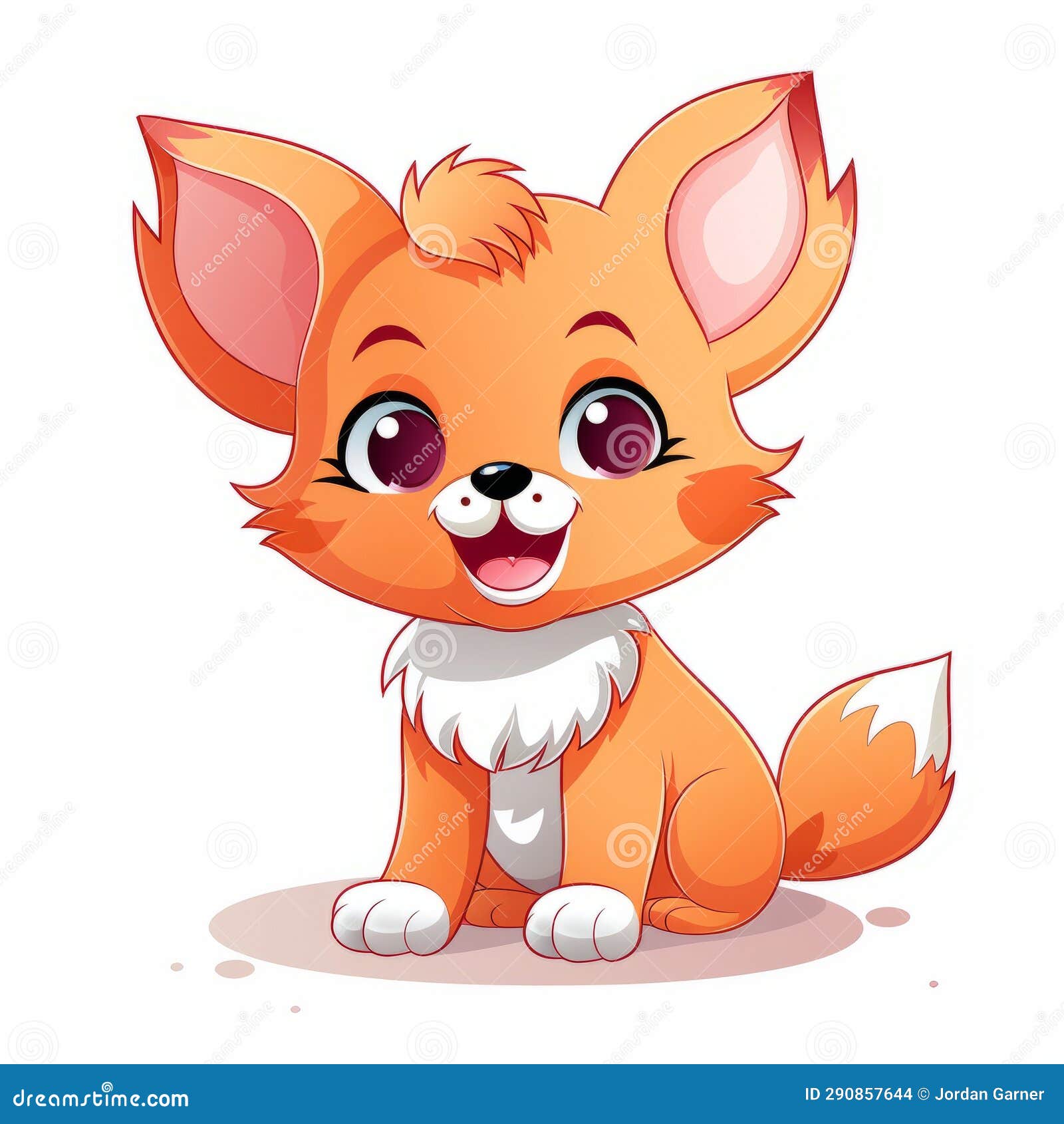A Cartoon Fox Sitting Down and Smiling Stock Illustration ...