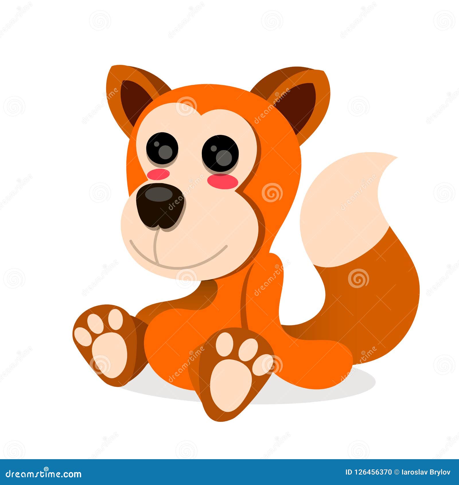 Cartoon Fox Sitting. Vector Illustration on White Background Stock ...