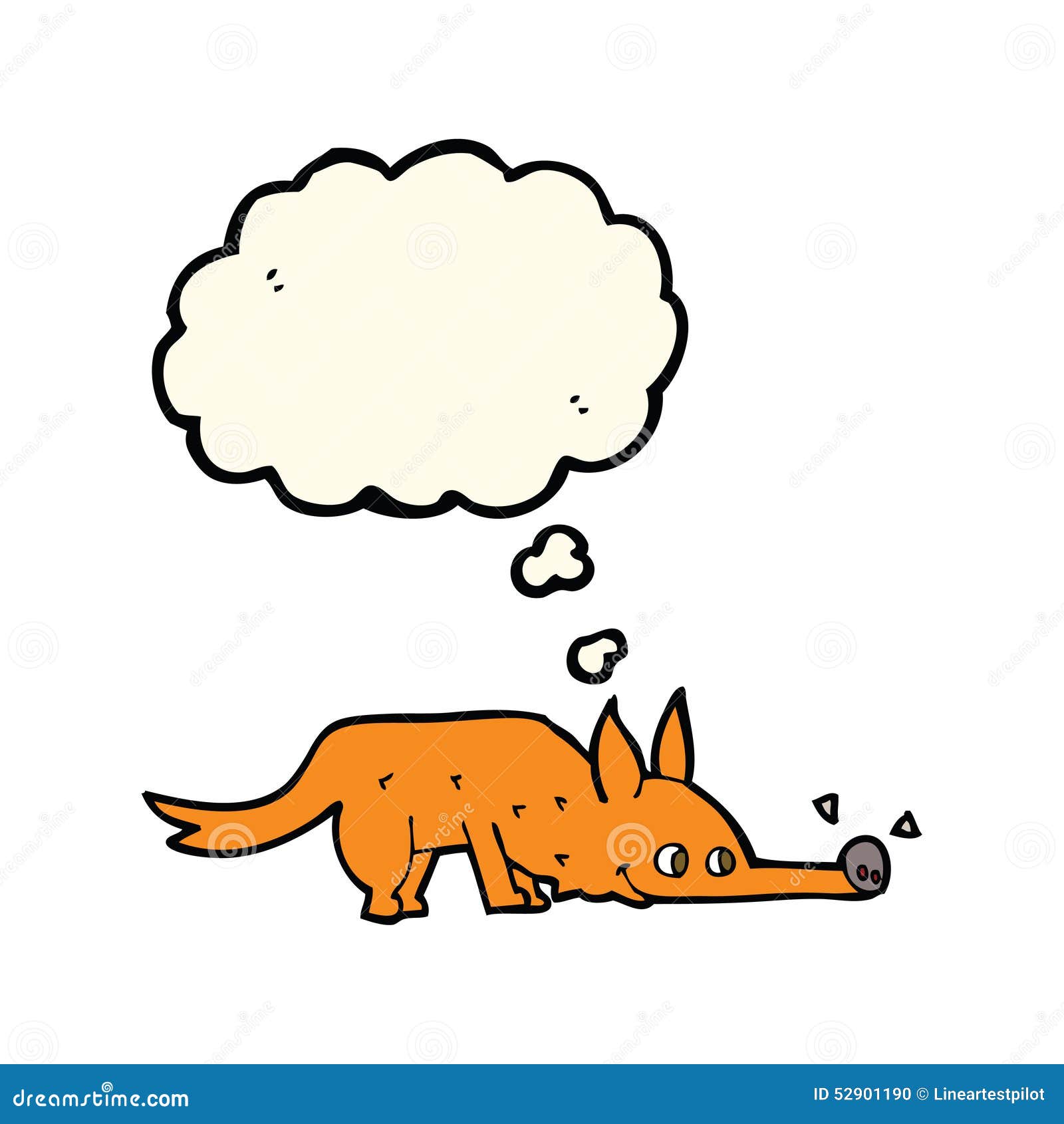 Cartoon Fox Sniffing Floor with Thought Bubble Stock Illustration ...