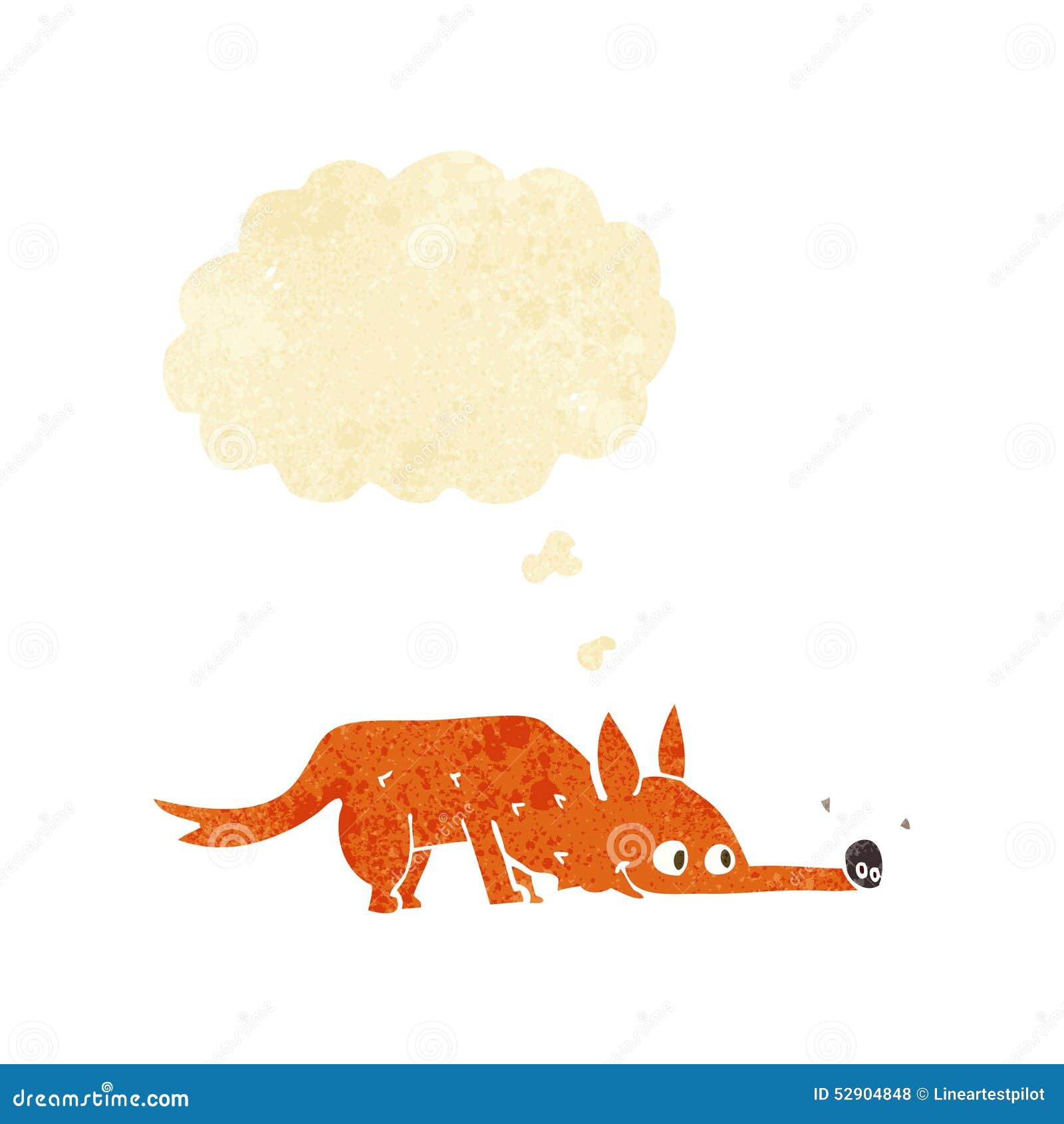 Cartoon Fox Sniffing Floor with Thought Bubble Stock Illustration ...