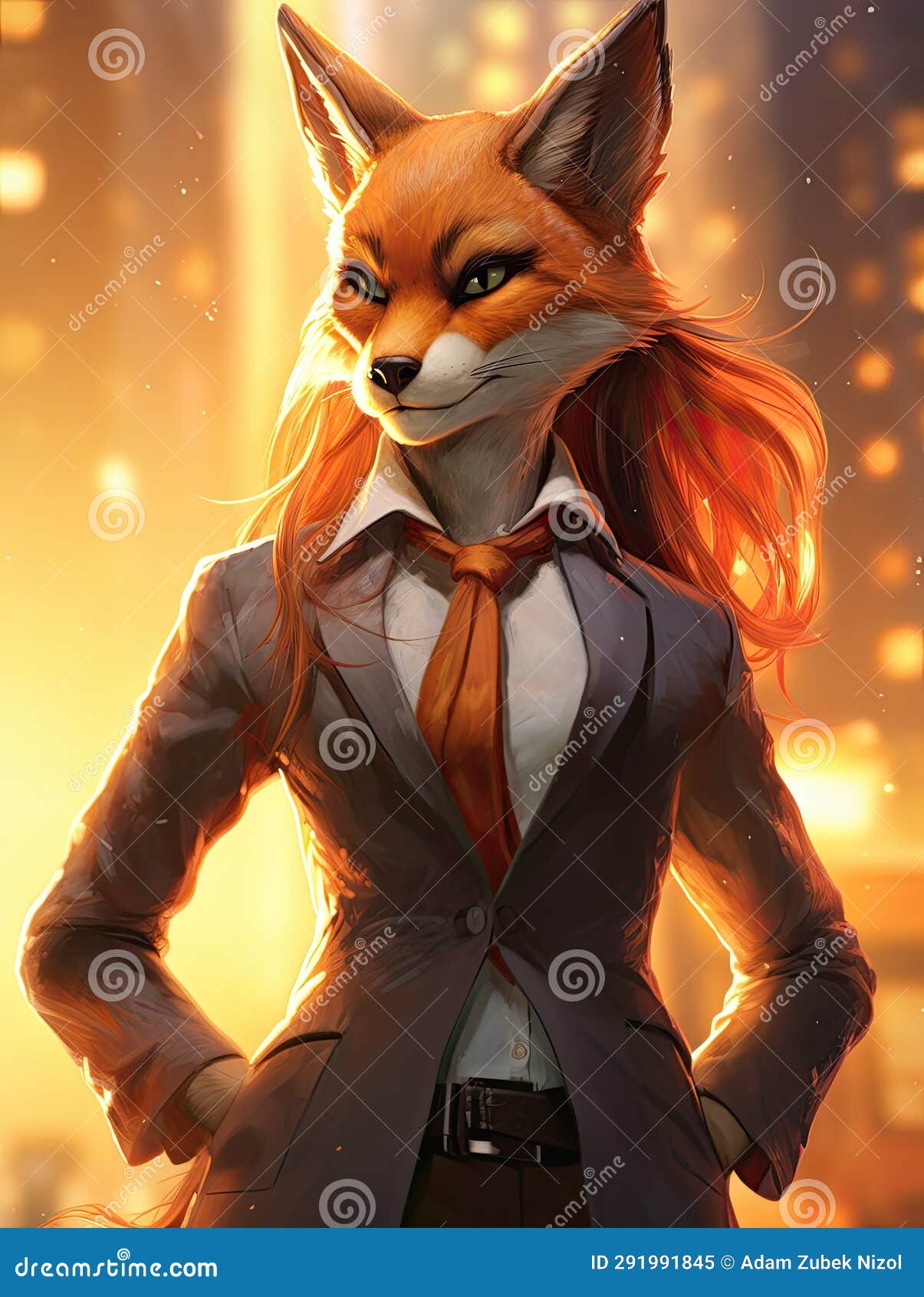 A Cartoon of a Fox in a Suit Stock Illustration - Illustration of ...