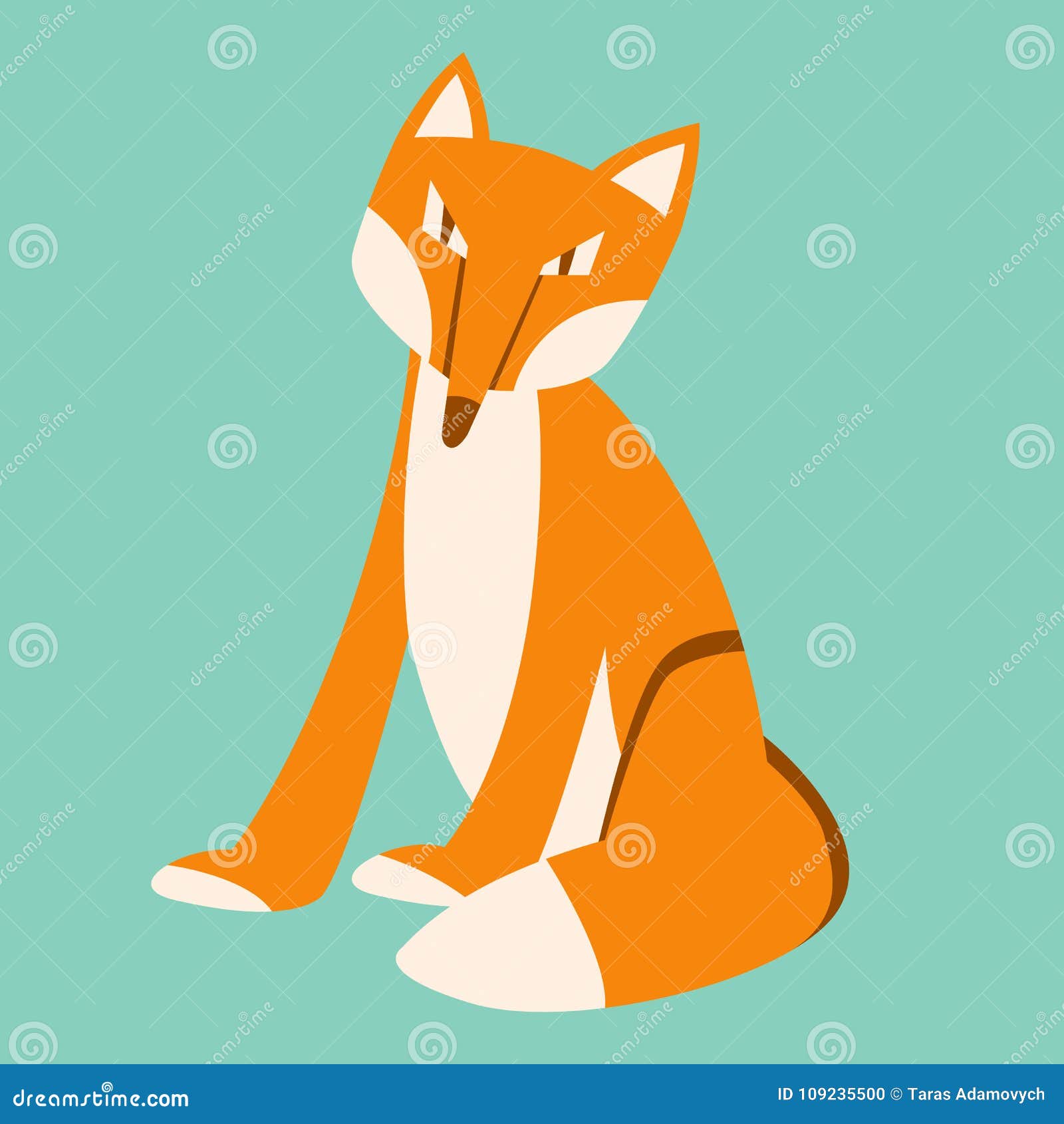 Cartoon Fox Vector Illustration Flat Style Profile Side Stock Vector ...
