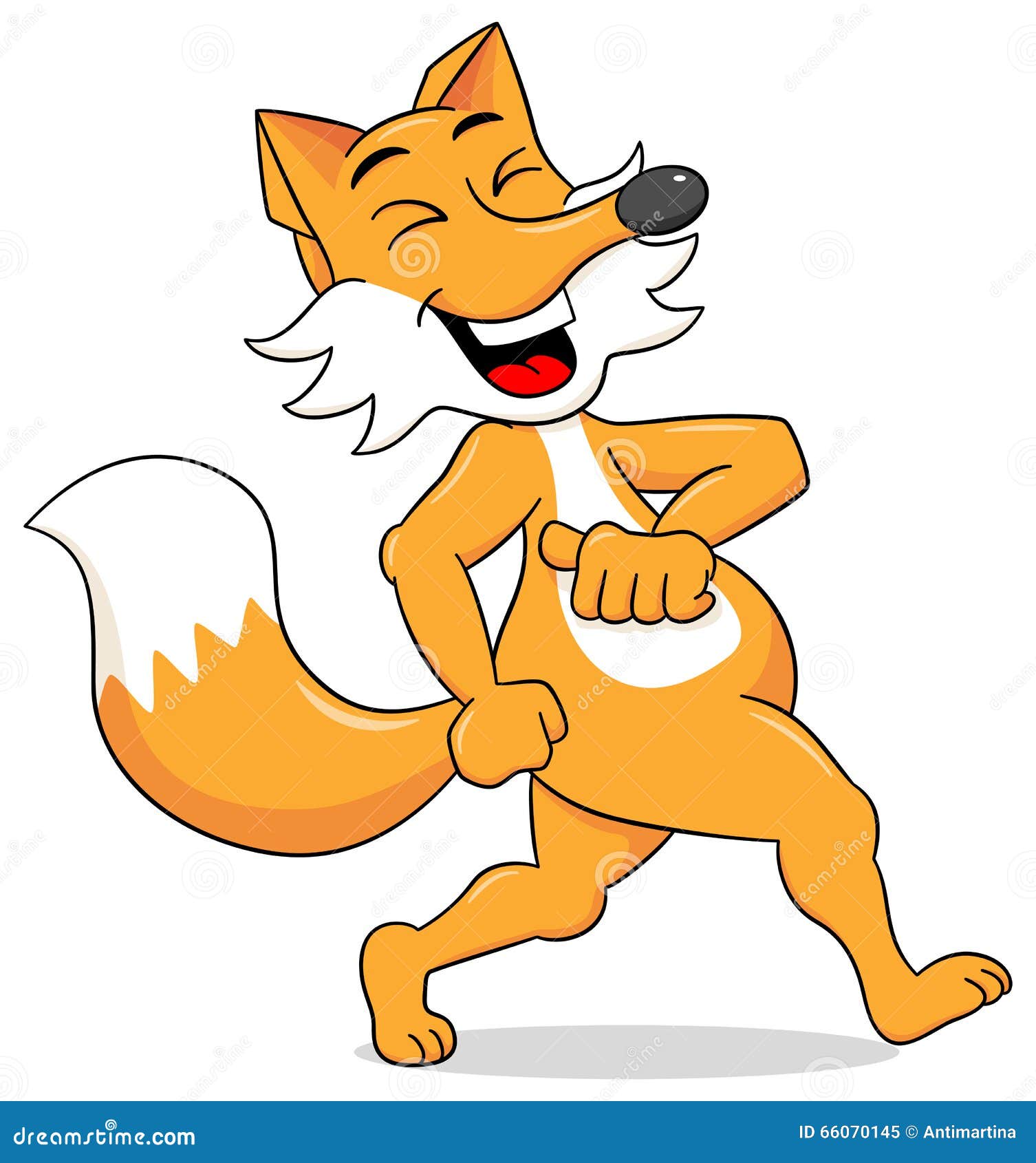 Cartoon Fox is Walking Satisfied Stock Vector - Illustration of mammal ...