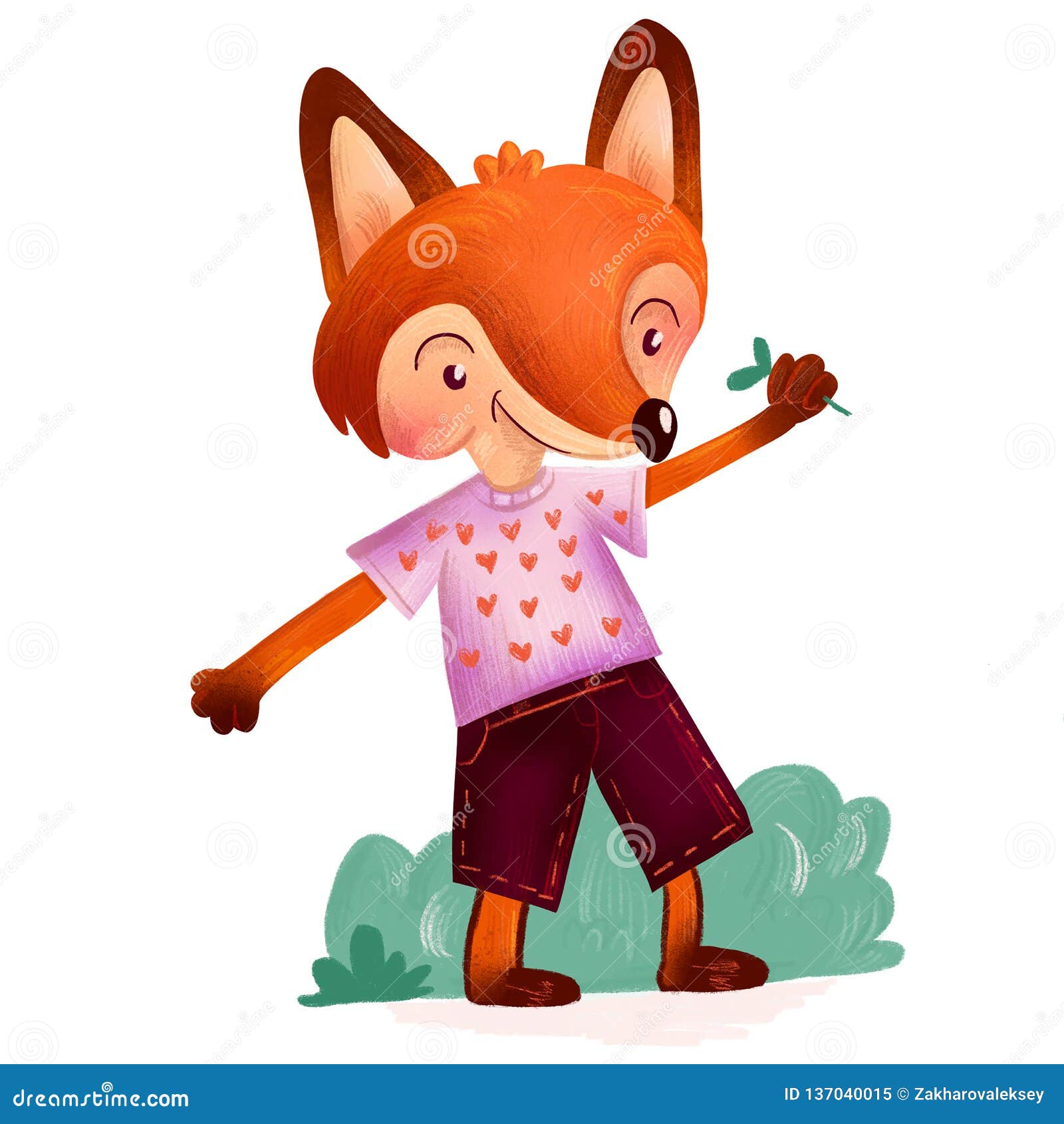 Cartoon Fox Walking in the Woods Stock Illustration - Illustration of ...