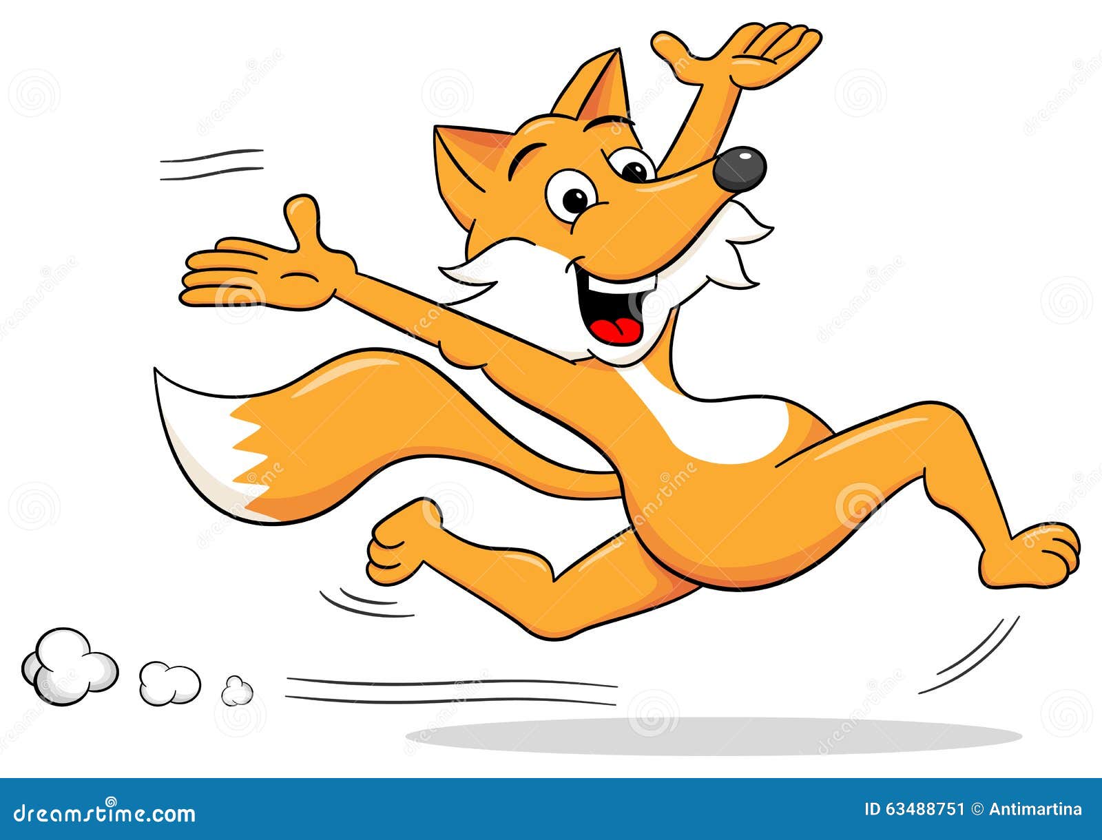 Cartoon Fox Running Royalty Free (RF) Clip Art Illustration Of A