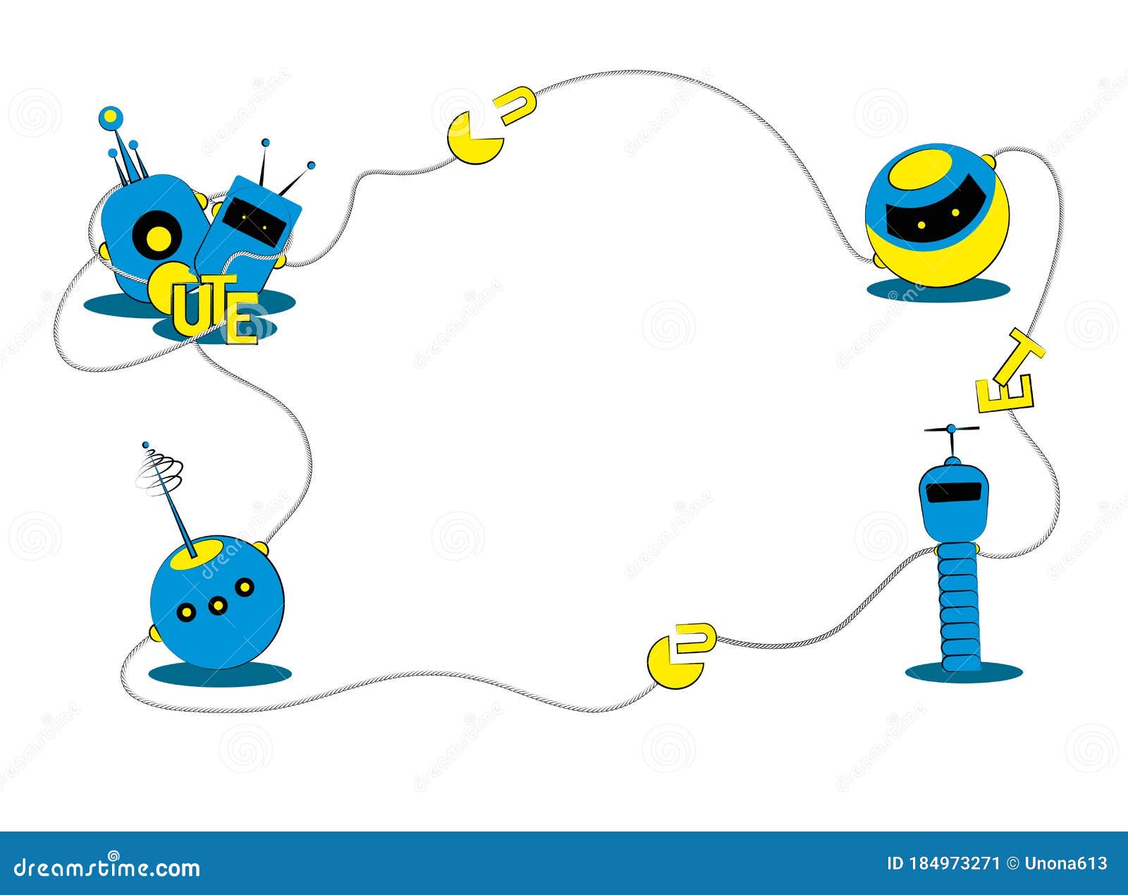 Cartoon Frame Made from Cute Robots. Stock Vector - Illustration of ...