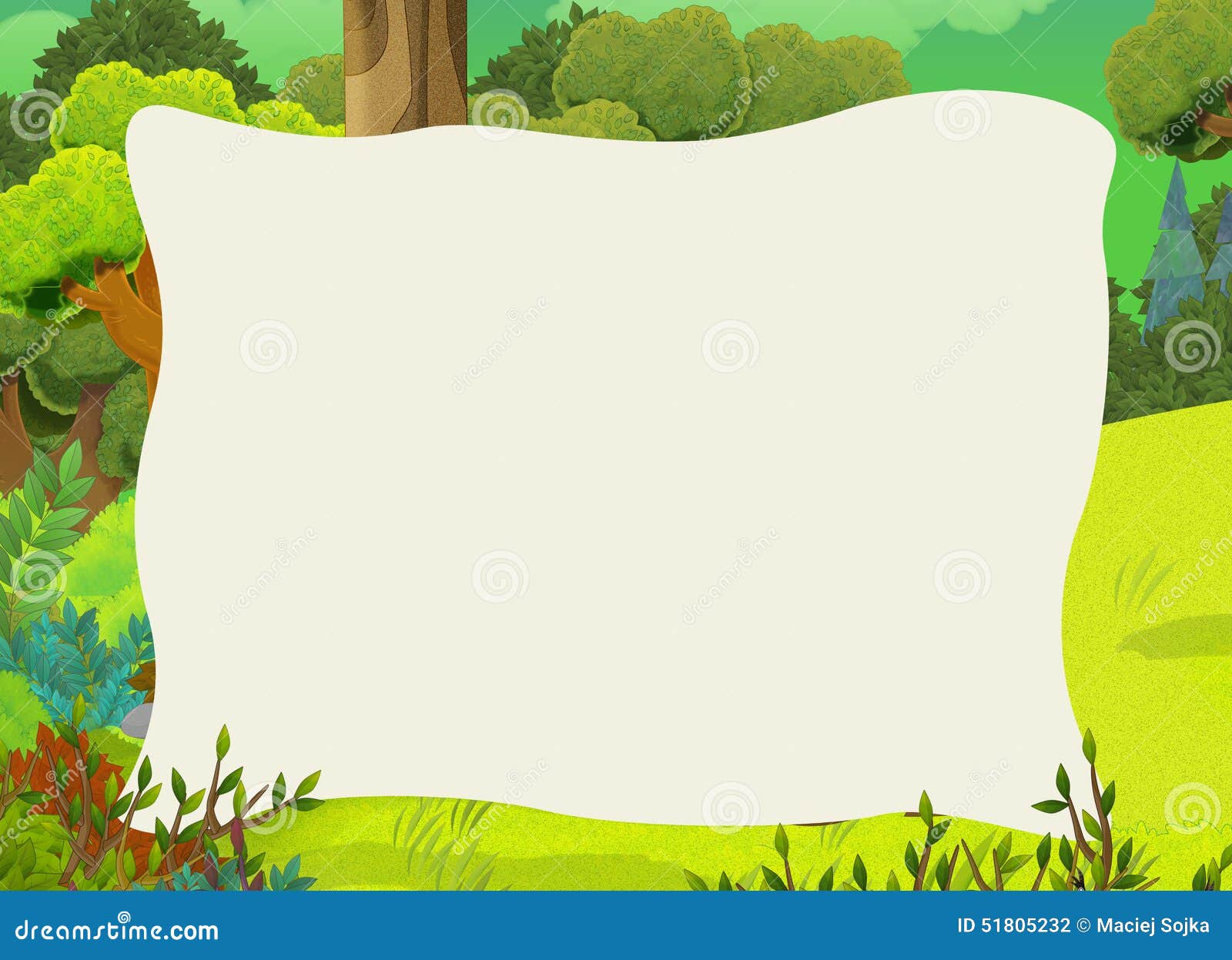 Cartoon Frame Scene - Forest Stock Illustration - Illustration of ...
