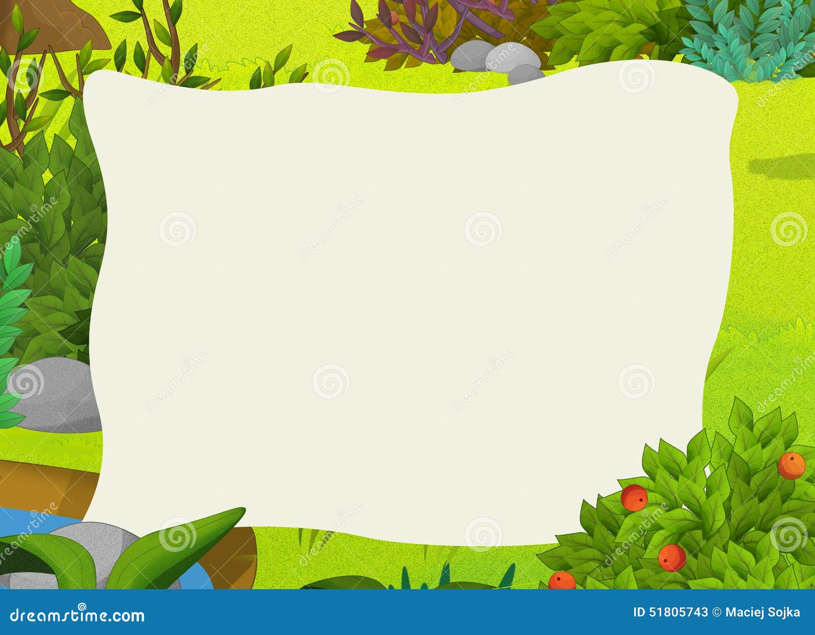 Cartoon Frame Scene - Forest Stock Illustration - Illustration of cute ...