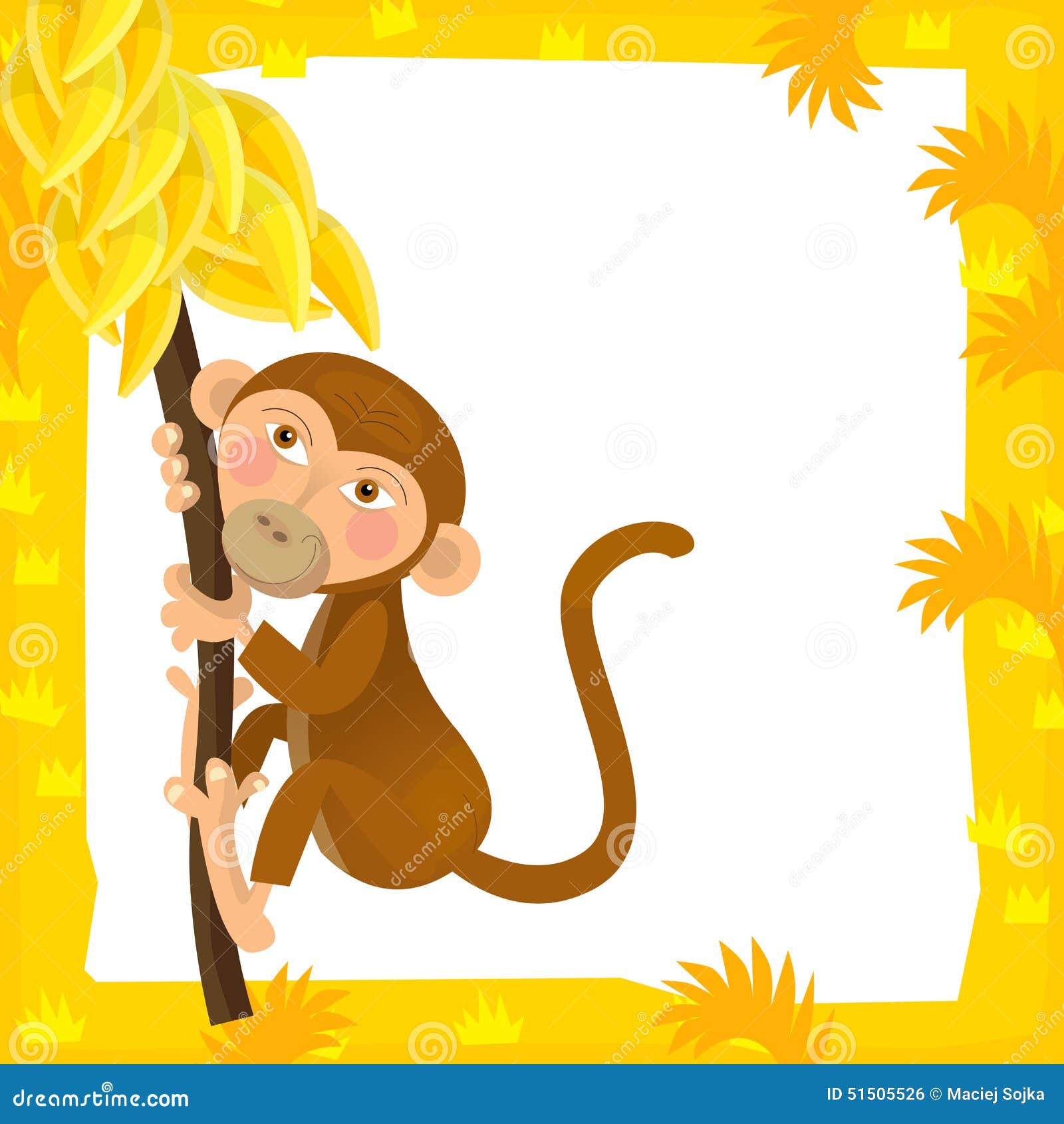 Cartoon Frame Scene - Monkey Stock Illustration - Illustration of flora ...