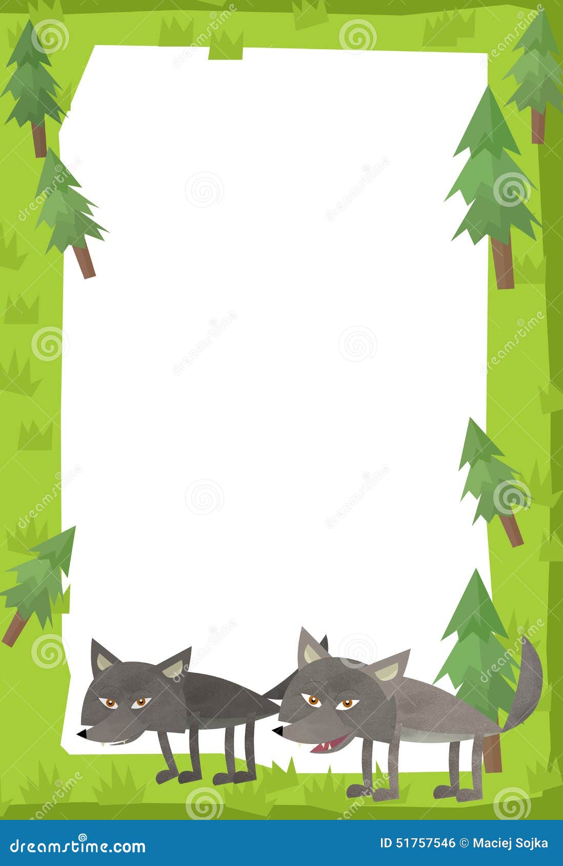 Cartoon frame scene - wolf stock illustration. Illustration of south ...