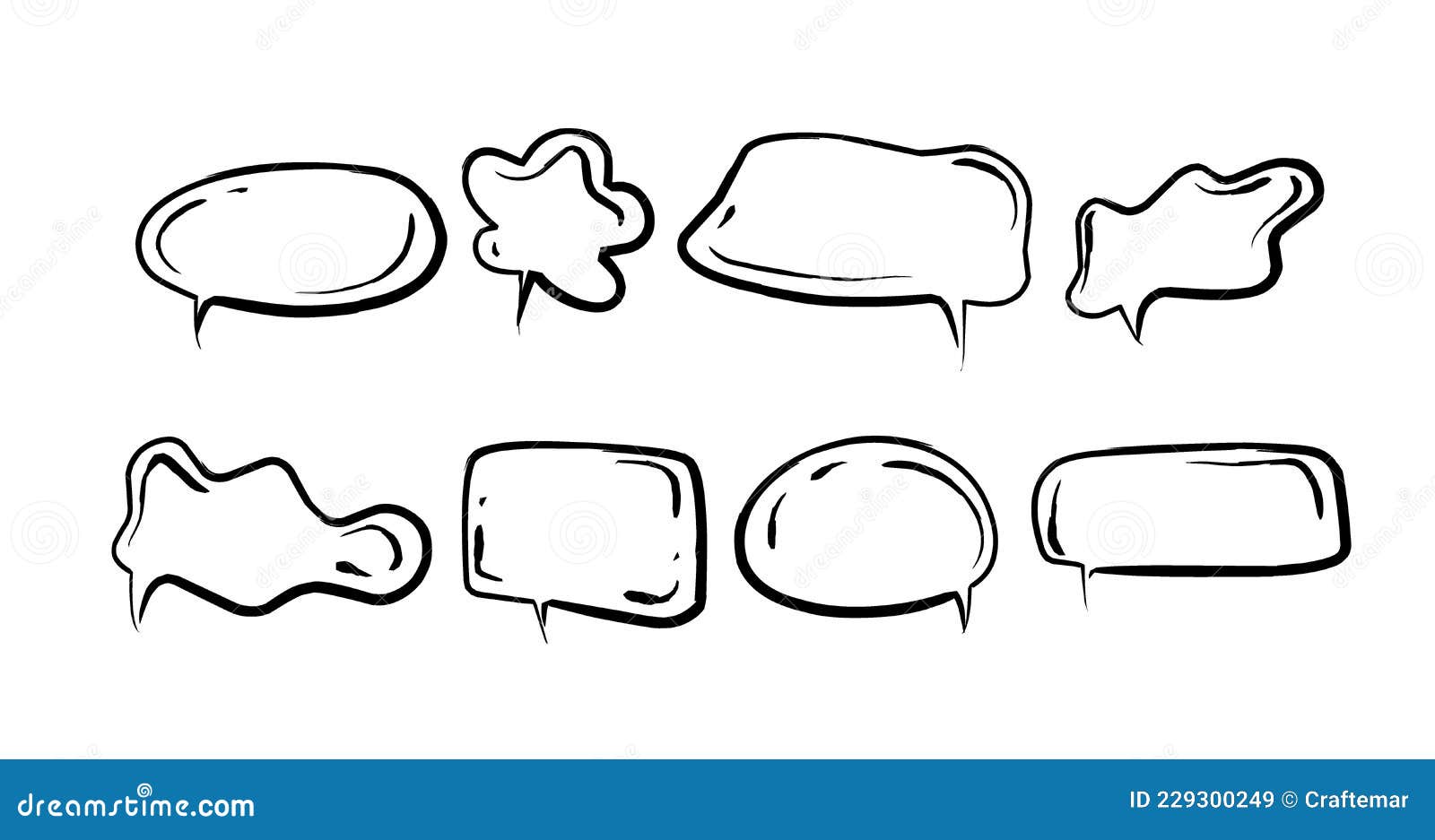 Cartoon Frames for Text, Hand Drawn Speech Bubbles Stock Vector ...