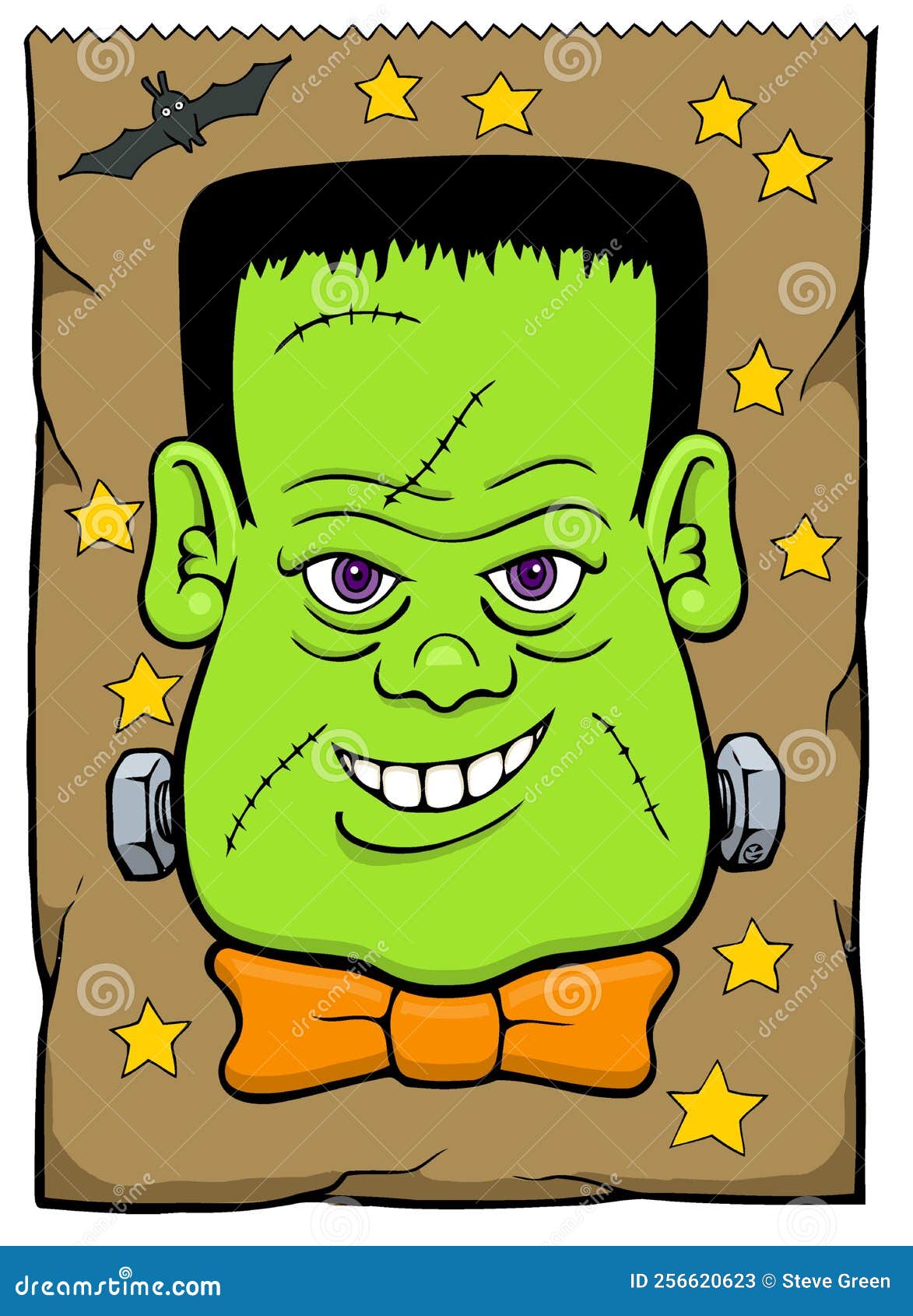 Cartoon Frankenstein Face on Paper Bag Stock Vector - Illustration of ...