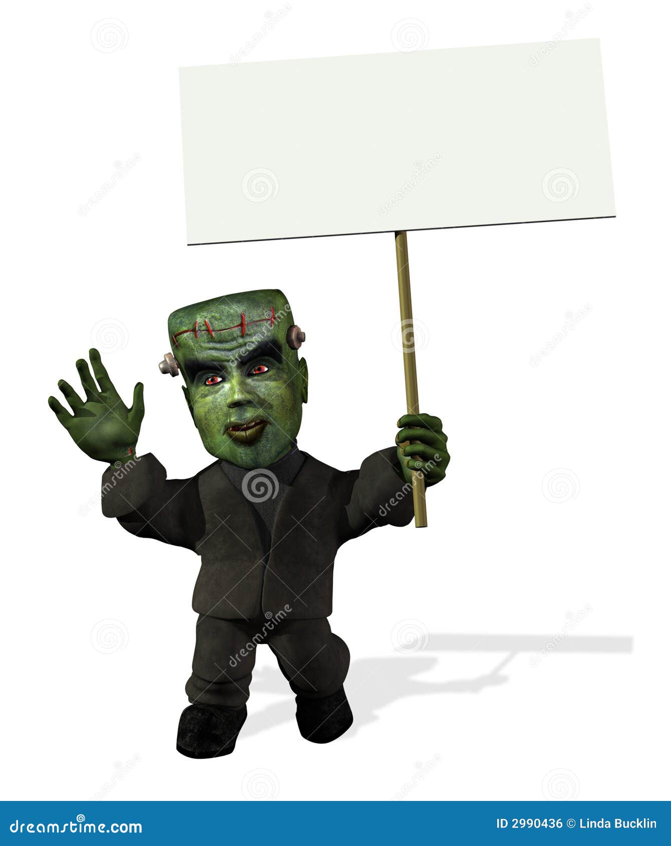 Cartoon Frankenstein with Sign Stock Illustration - Illustration of ...