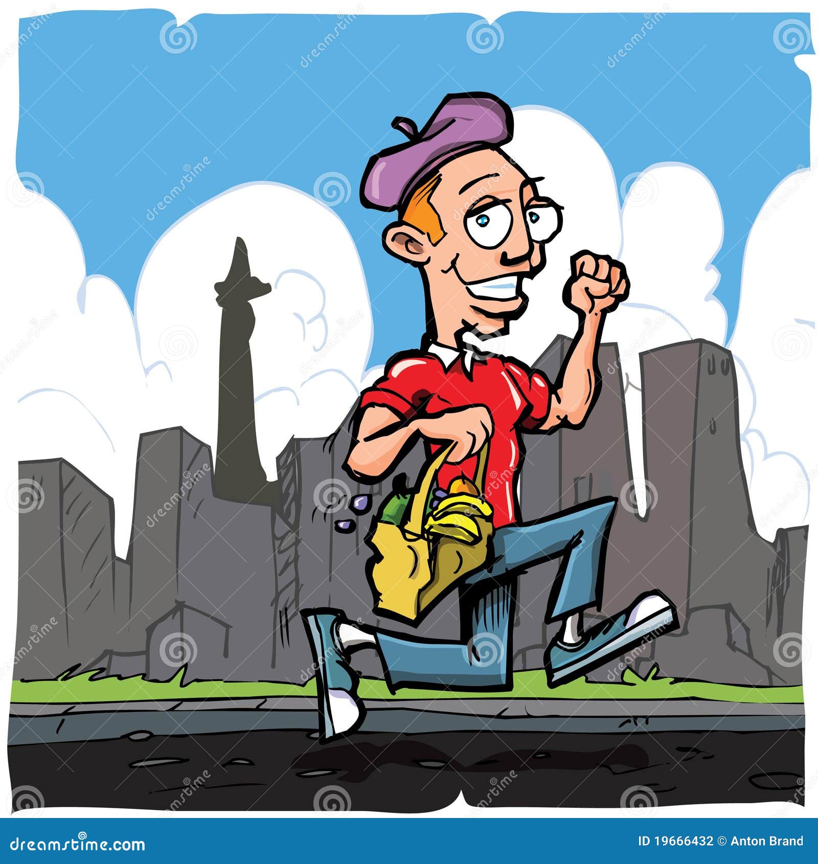 Cartoon of a Frenchman with Fruit Stock Vector - Illustration of ...