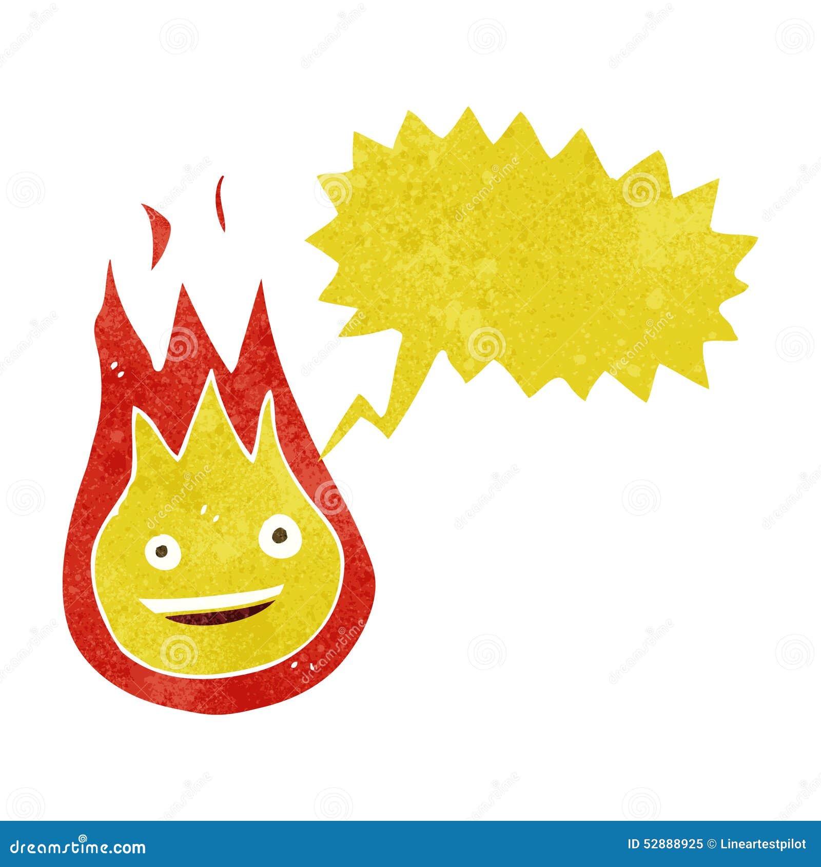 Cartoon Friendly Fireball with Speech Bubble Stock Illustration ...
