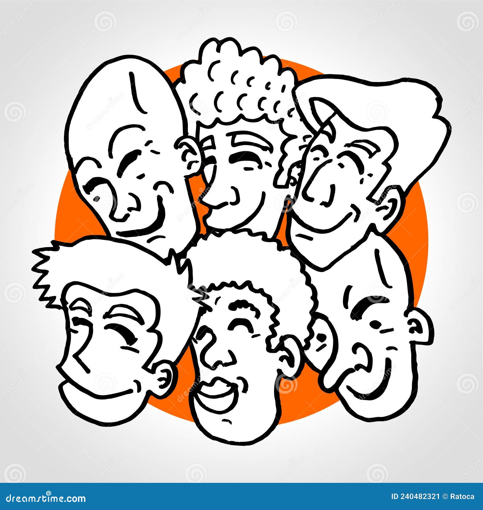 Cartoon friends faces stock vector. Illustration of hand - 240482321