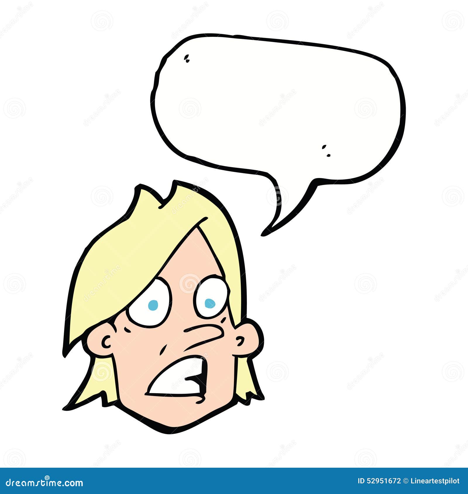 Cartoon Frightened Face with Speech Bubble Stock Illustration ...