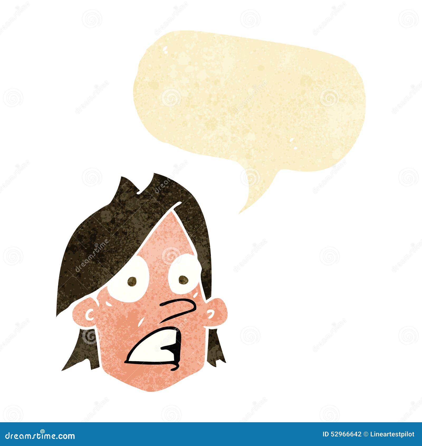 Cartoon Frightened Face with Speech Bubble Stock Illustration ...