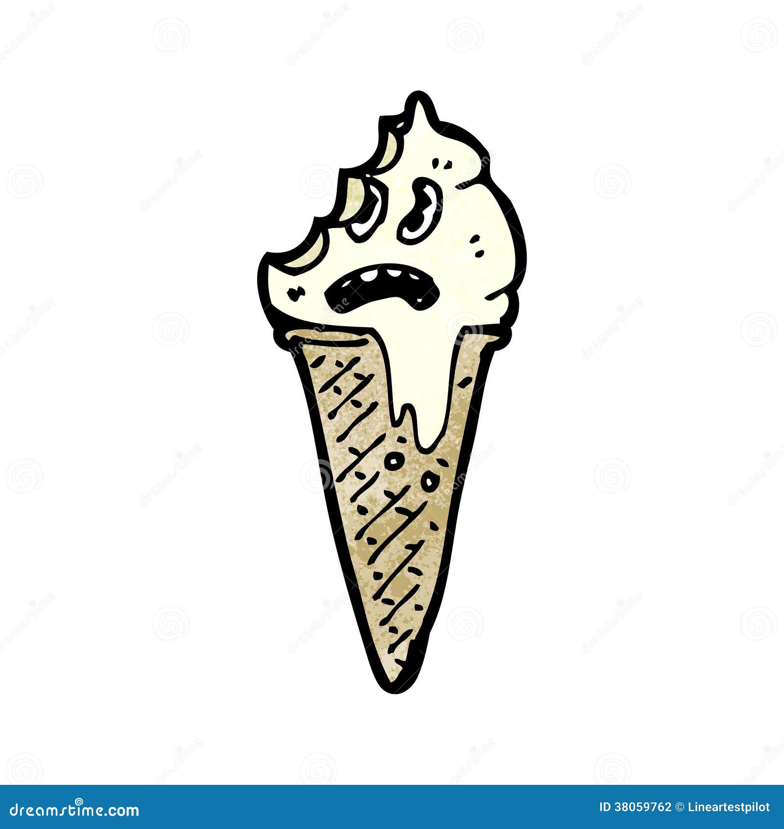 Cartoon Frightened Ice Cream Cone Stock Vector - Illustration of cute ...