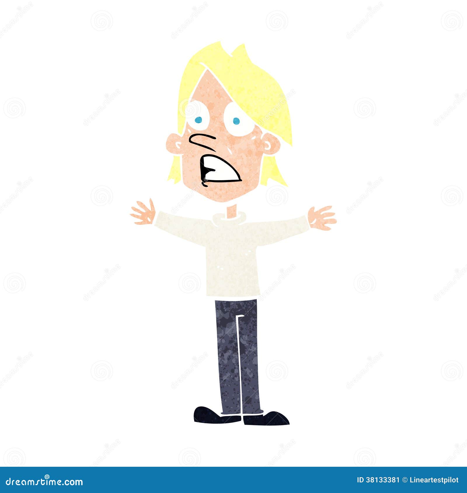 Cartoon frightened man stock illustration. Illustration of hand - 38133381