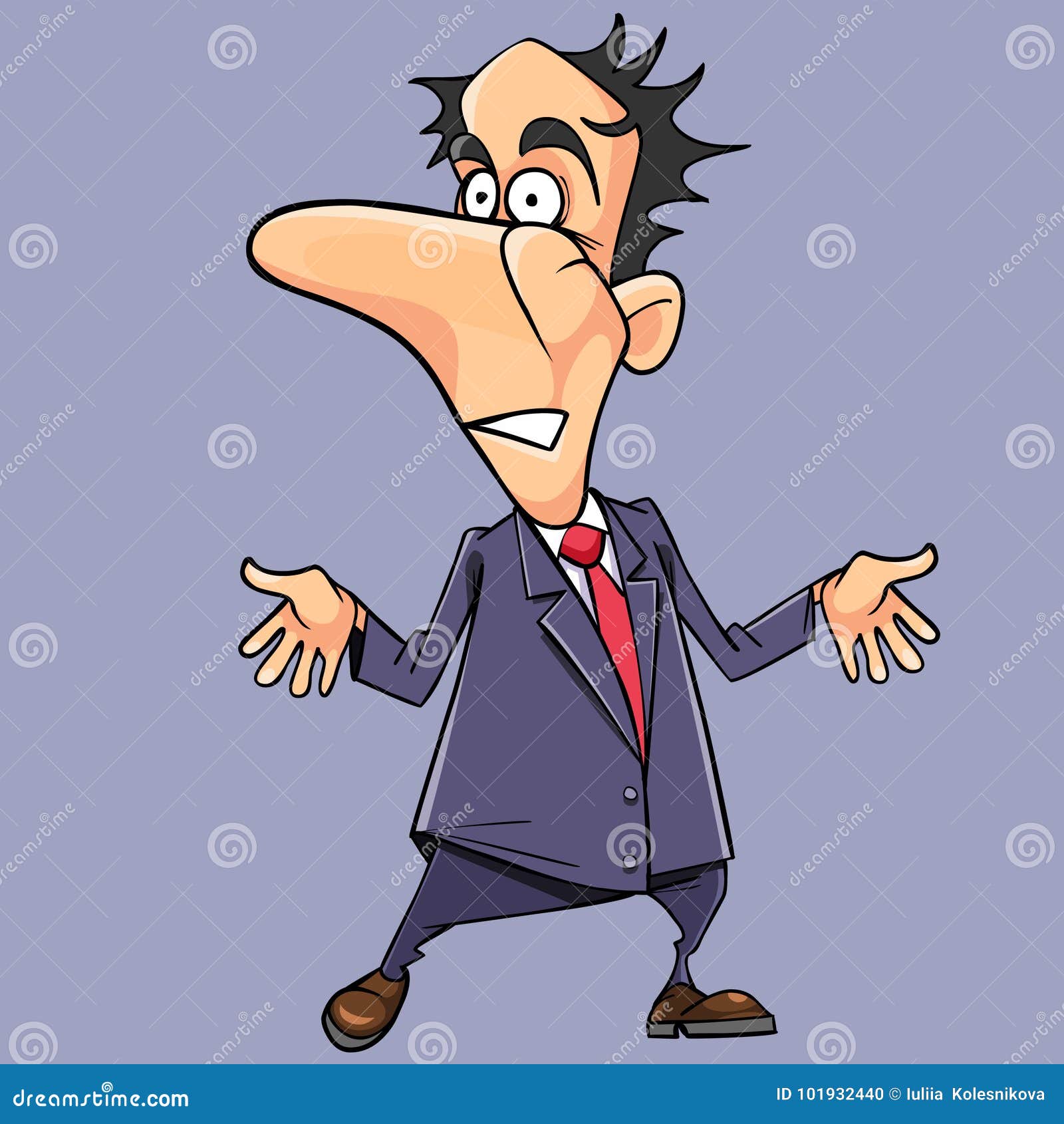 Cartoon Frightened Man in a Suit with a Tie is Surprised Stock Vector ...