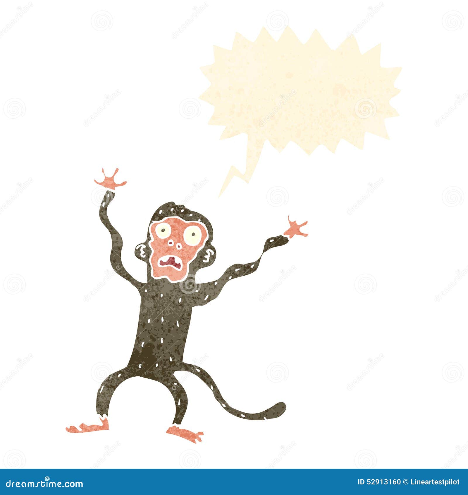 Cartoon Frightened Monkey with Speech Bubble Stock Illustration ...
