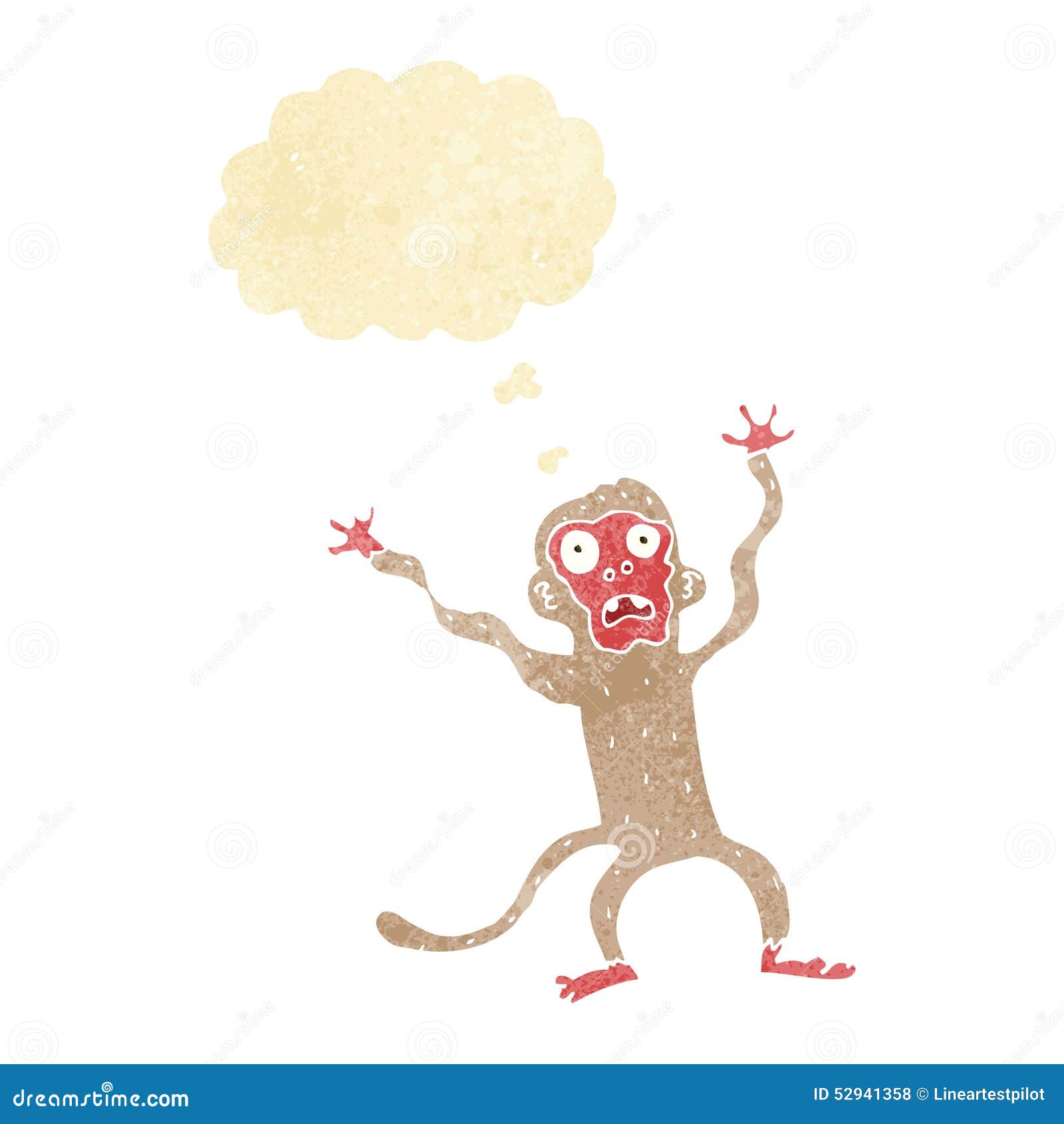 Cartoon Frightened Monkey with Thought Bubble Stock Illustration ...