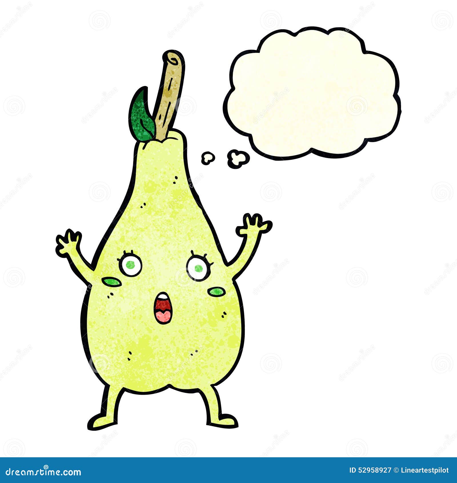 Cartoon Frightened Pear with Thought Bubble Stock Illustration ...