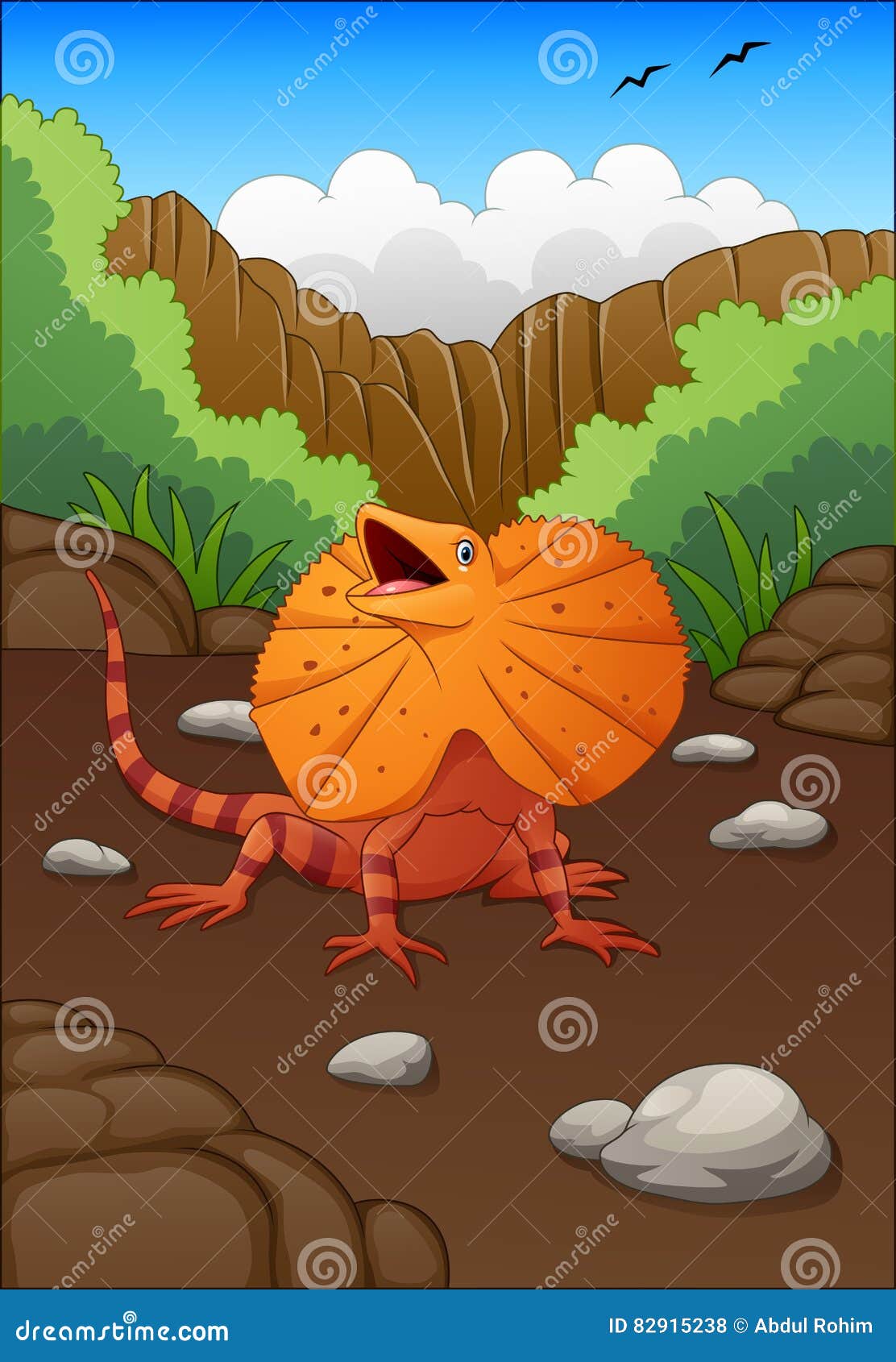 Cartoon Frilled Neck Lizard Stock Vector - Illustration of outdoor ...