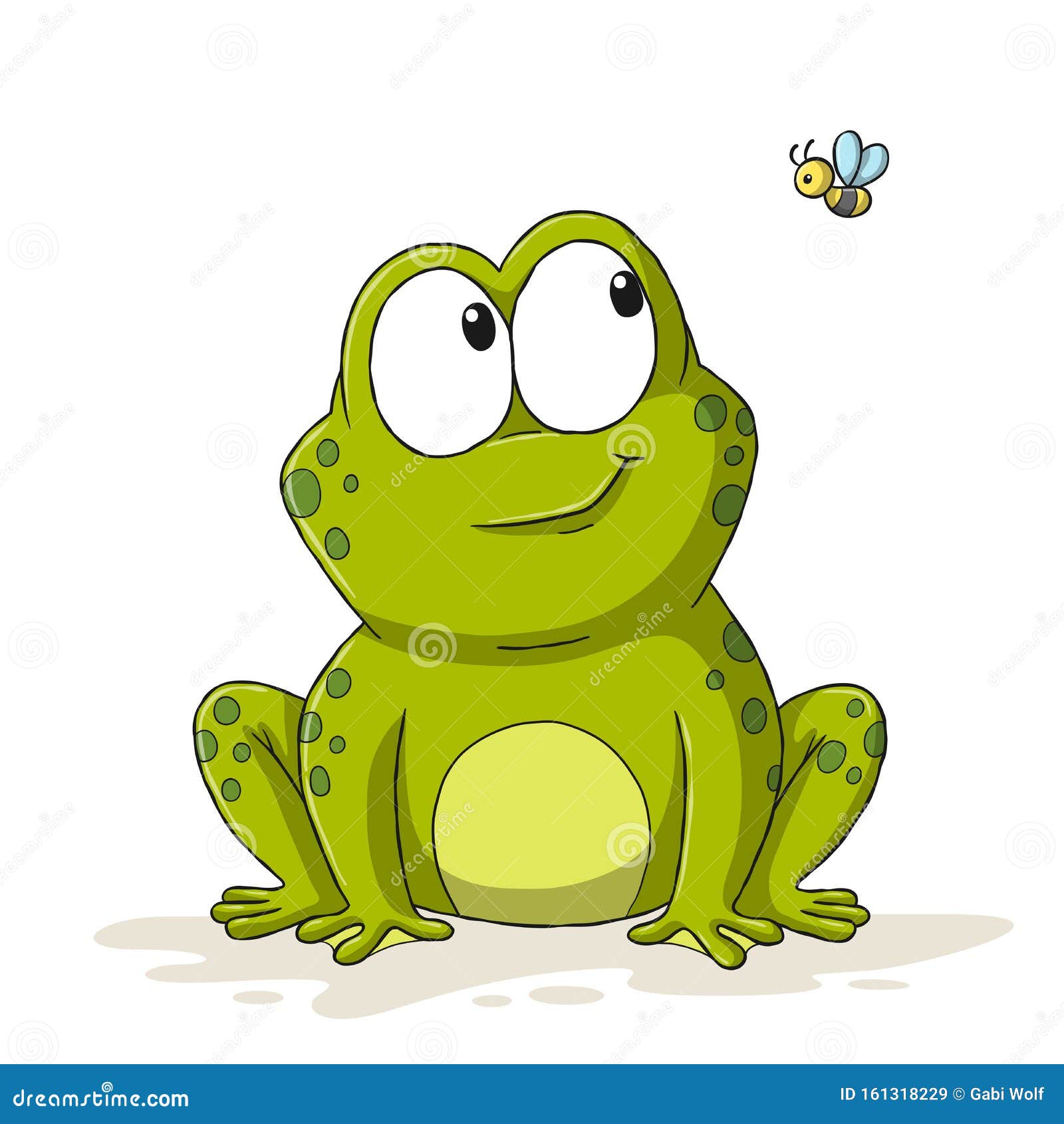 Cartoon Frog with Bee stock vector. Illustration of happiness - 161318229