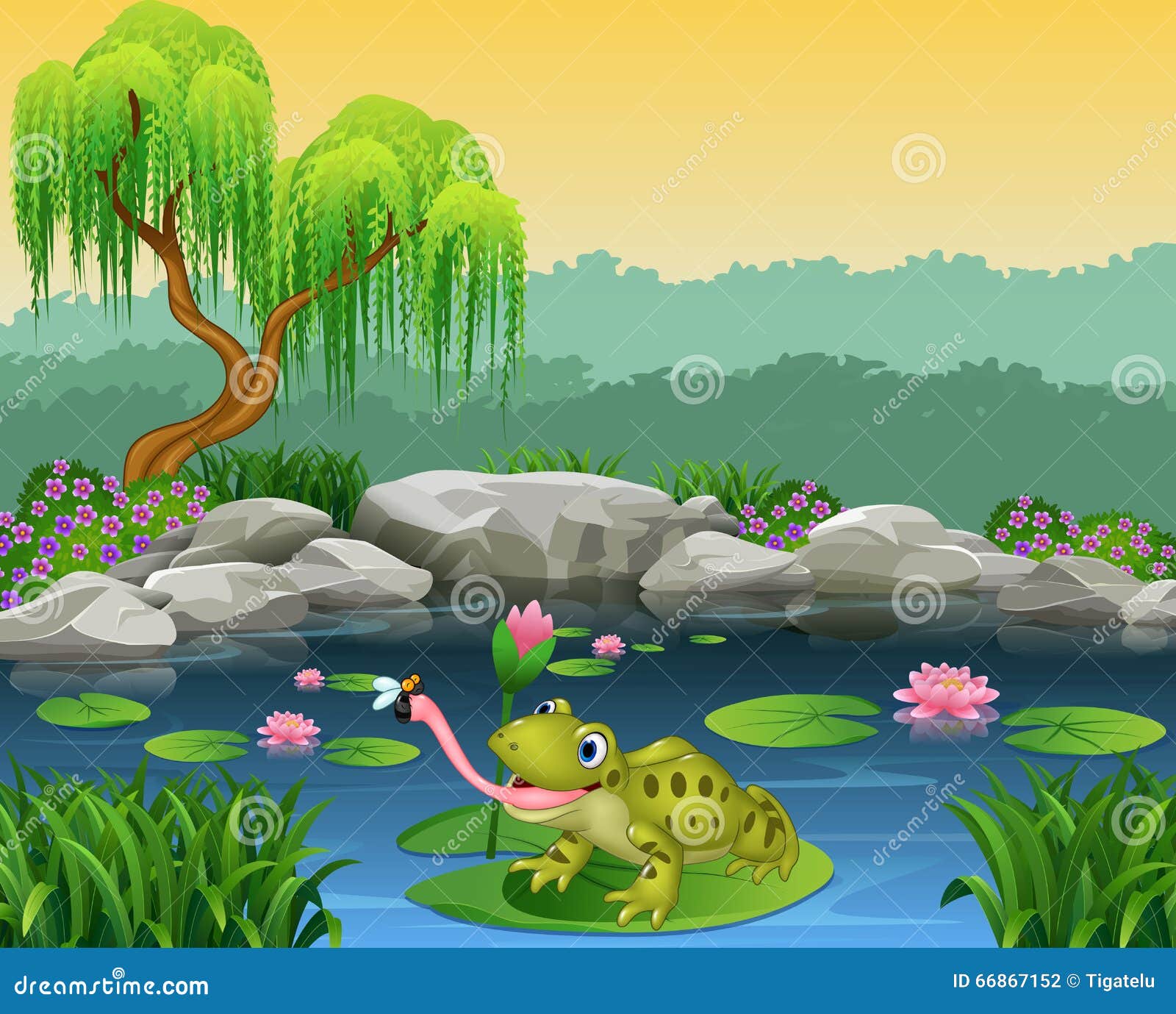 Frog Catching Bug Royalty-Free Stock Photography | CartoonDealer.com ...