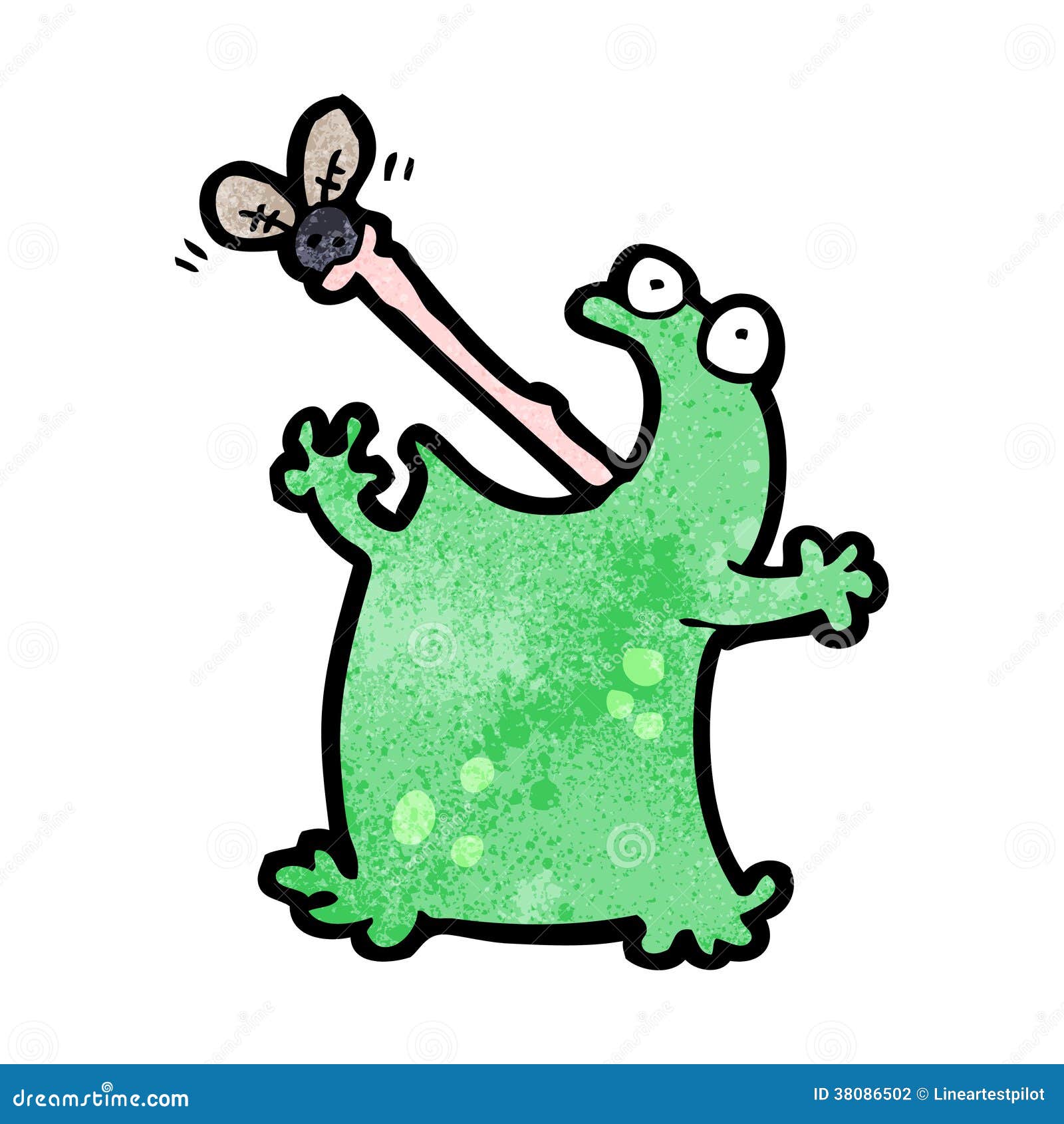 Cartoon frog catching fly stock vector. Illustration of character ...