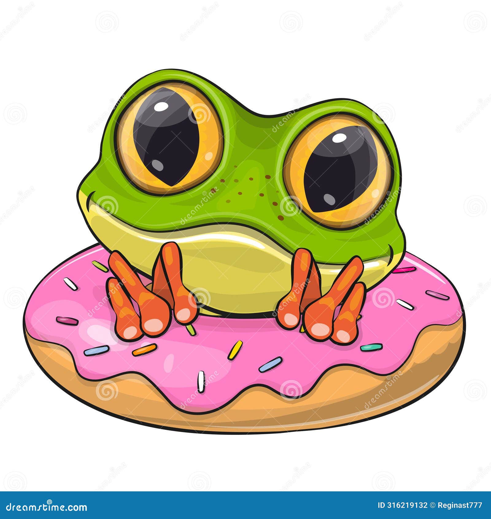Cartoon Frog with Donut on a White Bakground Stock Vector ...
