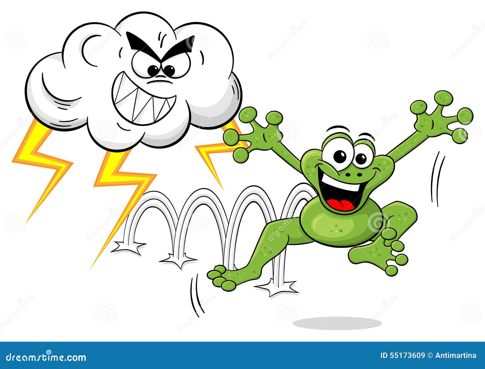 Cartoon Frog Escapes A Thunderstorm | CartoonDealer.com #55173609