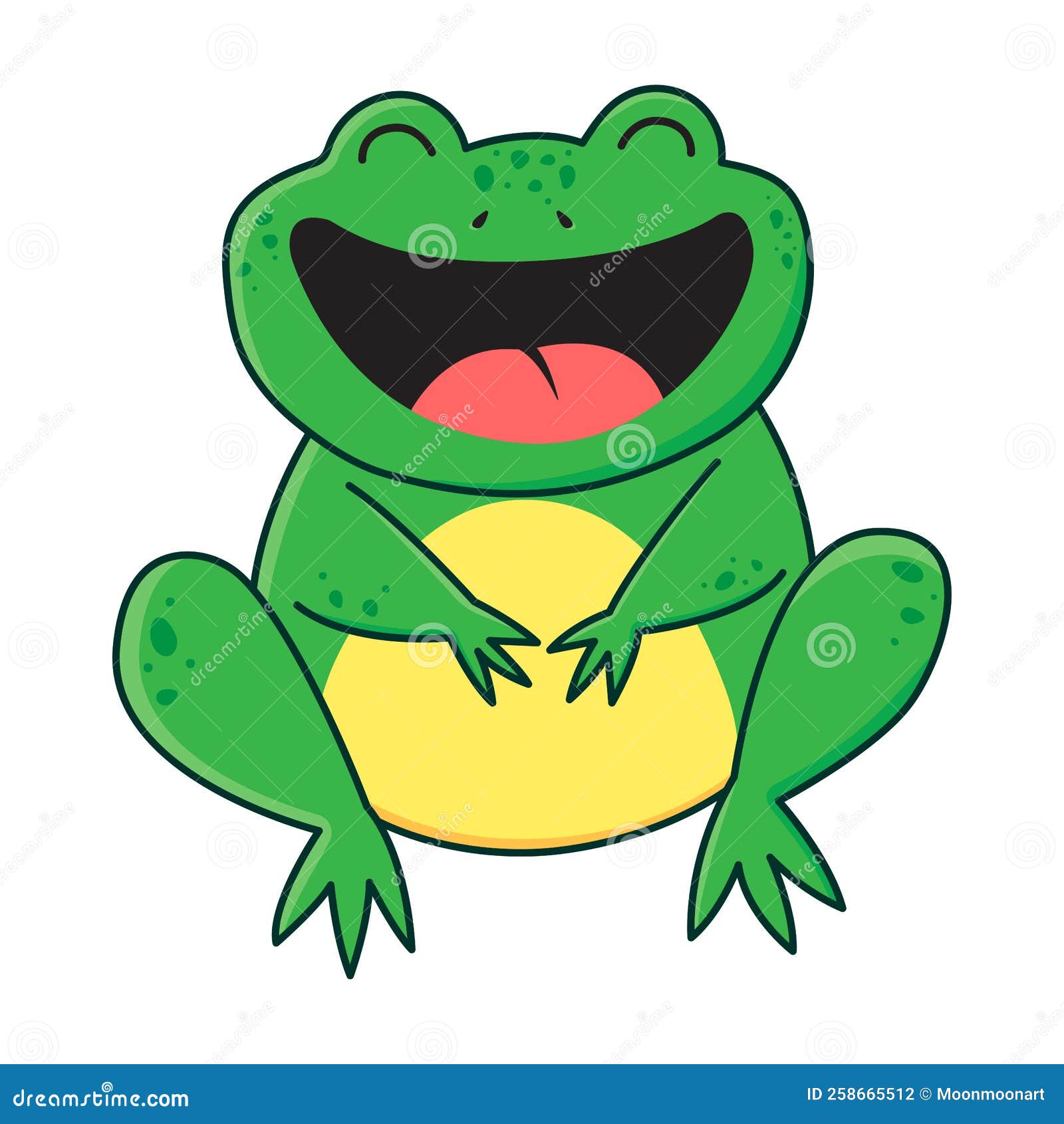 Cartoon Frog Laughs. Happy Frog Sits Stock Vector - Illustration of ...