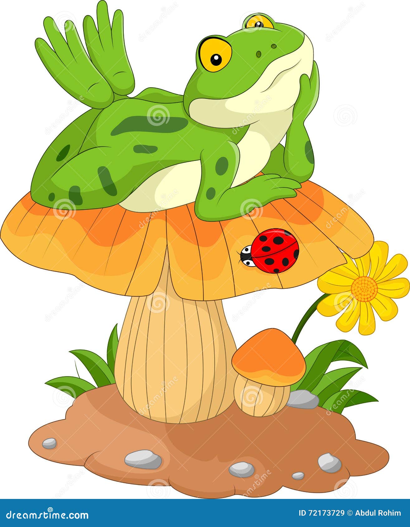 Frog Laying Down Preaching Flat Cartoon Green Friendly Reptile Animal ...