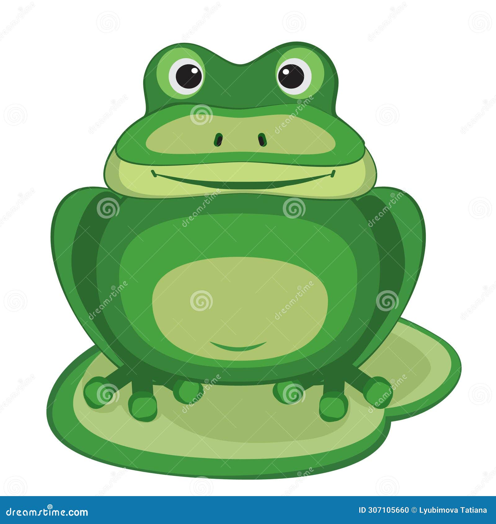 Cartoon Frog Sitting on a Swamp Leaf, Vector Illustration Isolated on ...