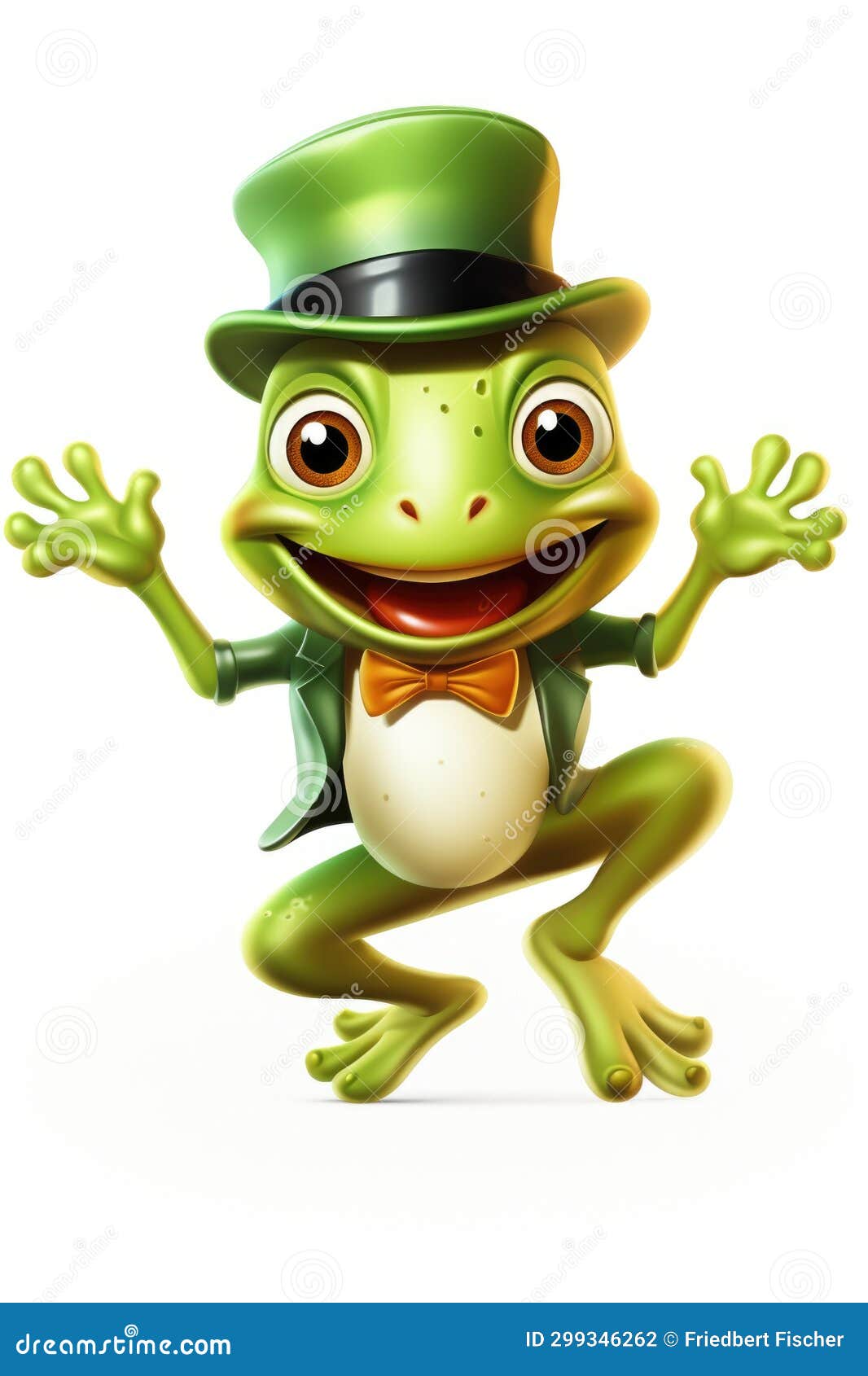A Cartoon Frog Wearing a Top Hat and Bow Tie Stock Illustration ...