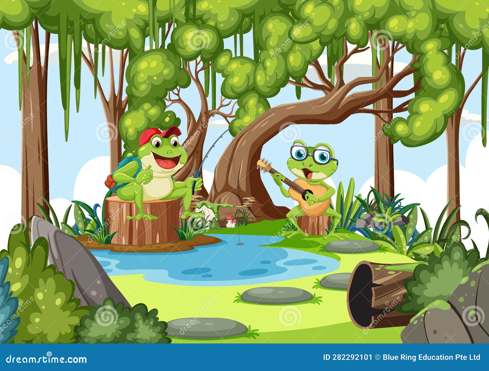 Cartoon Frogs Funny Cartoon Frog. Little Amphibia Character Sitting On ...