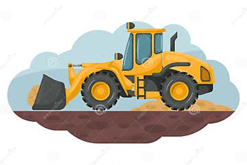 Cartoon of Front Loader Loading Sand. Heavy Machinery Used in the ...