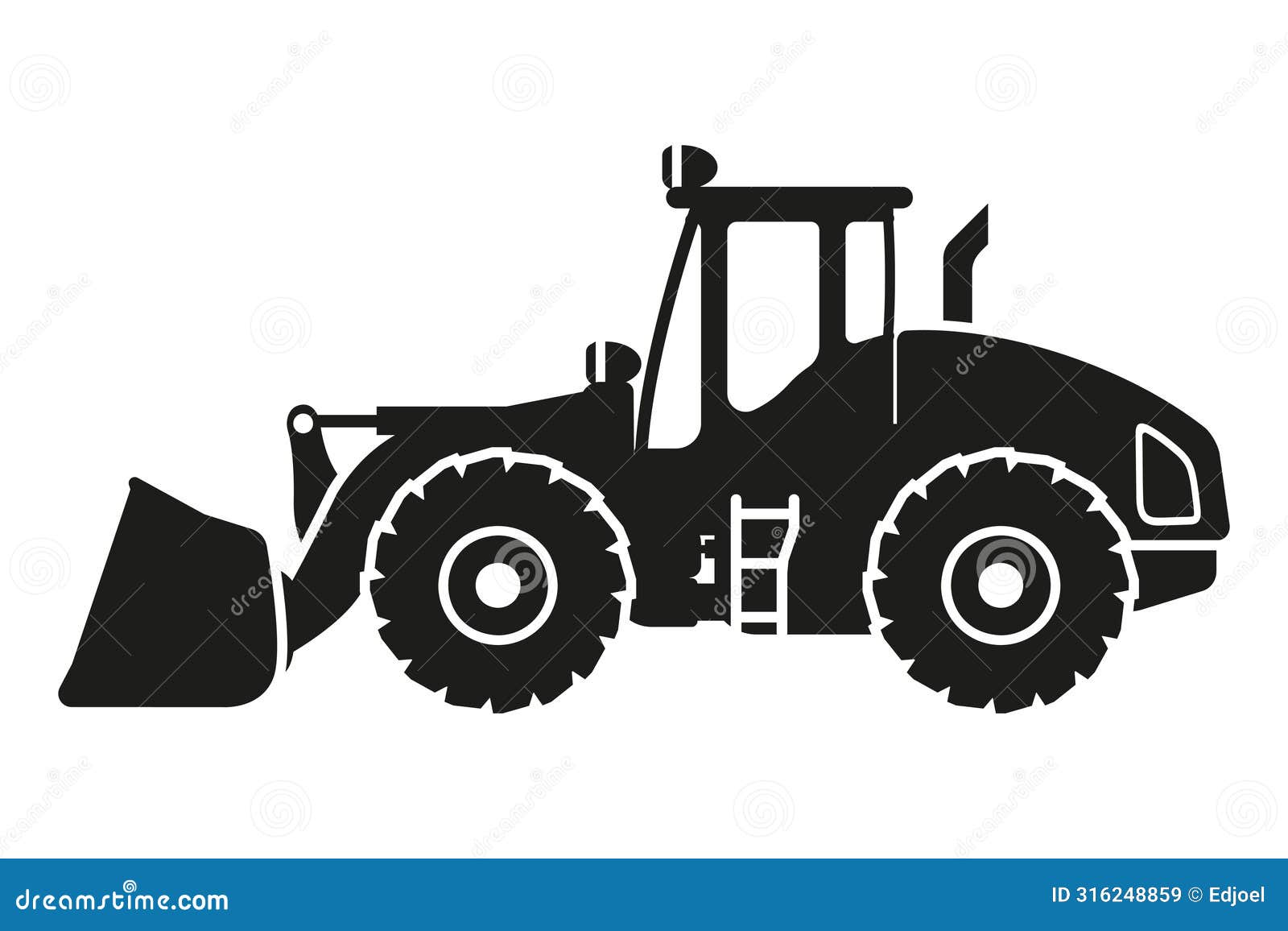 Cartoon Front Loader Silhouettes. Heavy Machinery for Construction and ...