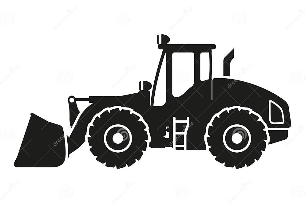 Cartoon Front Loader Silhouettes. Heavy Machinery for Construction and ...