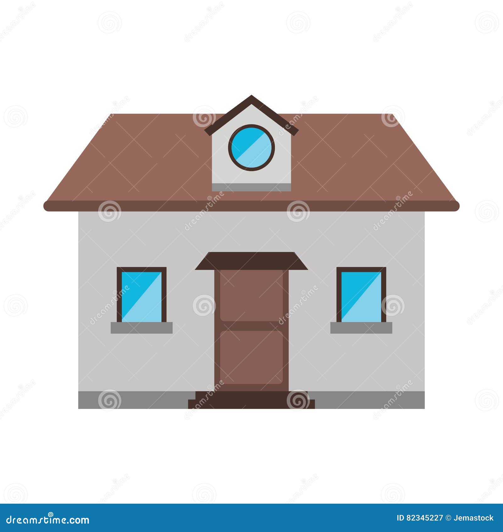 Cartoon Front View Home Window Loft Stock Vector - Illustration of ...