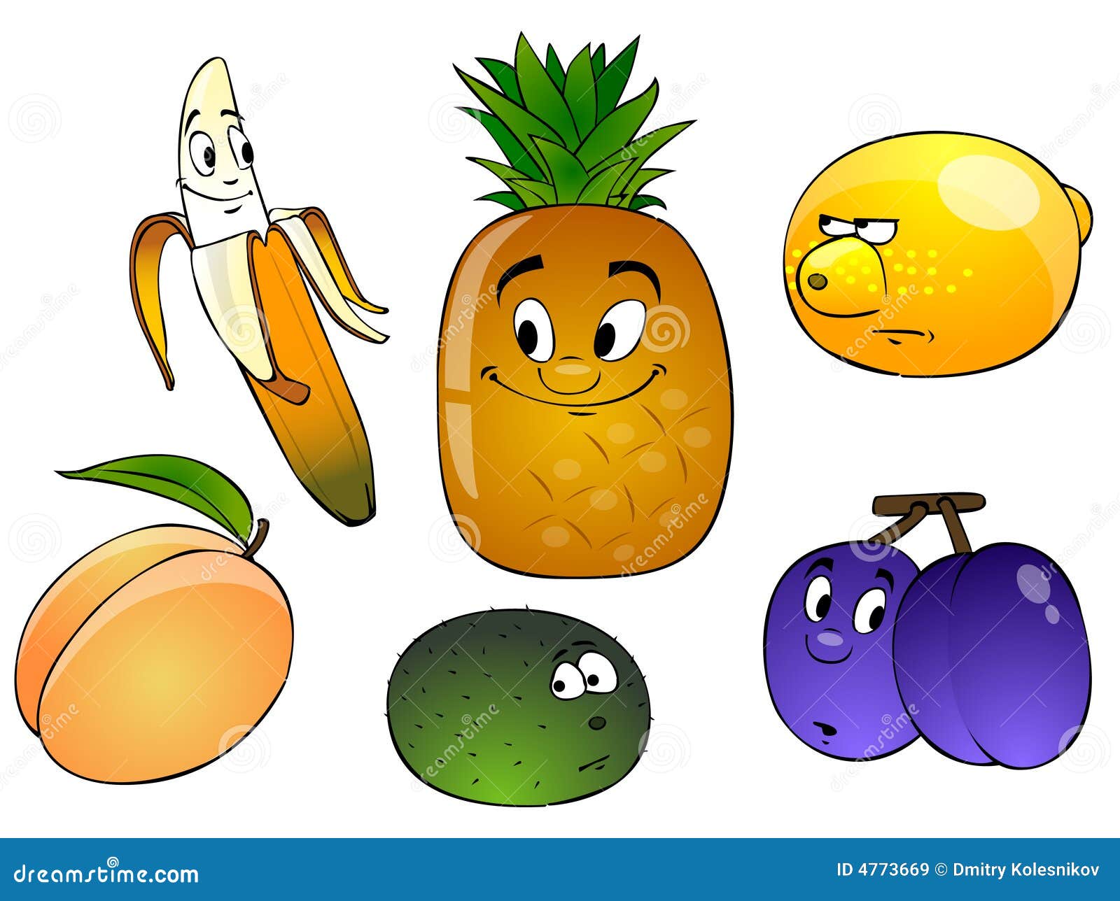 Cartoon fruit isolated stock vector. Illustration of succulent - 4773669