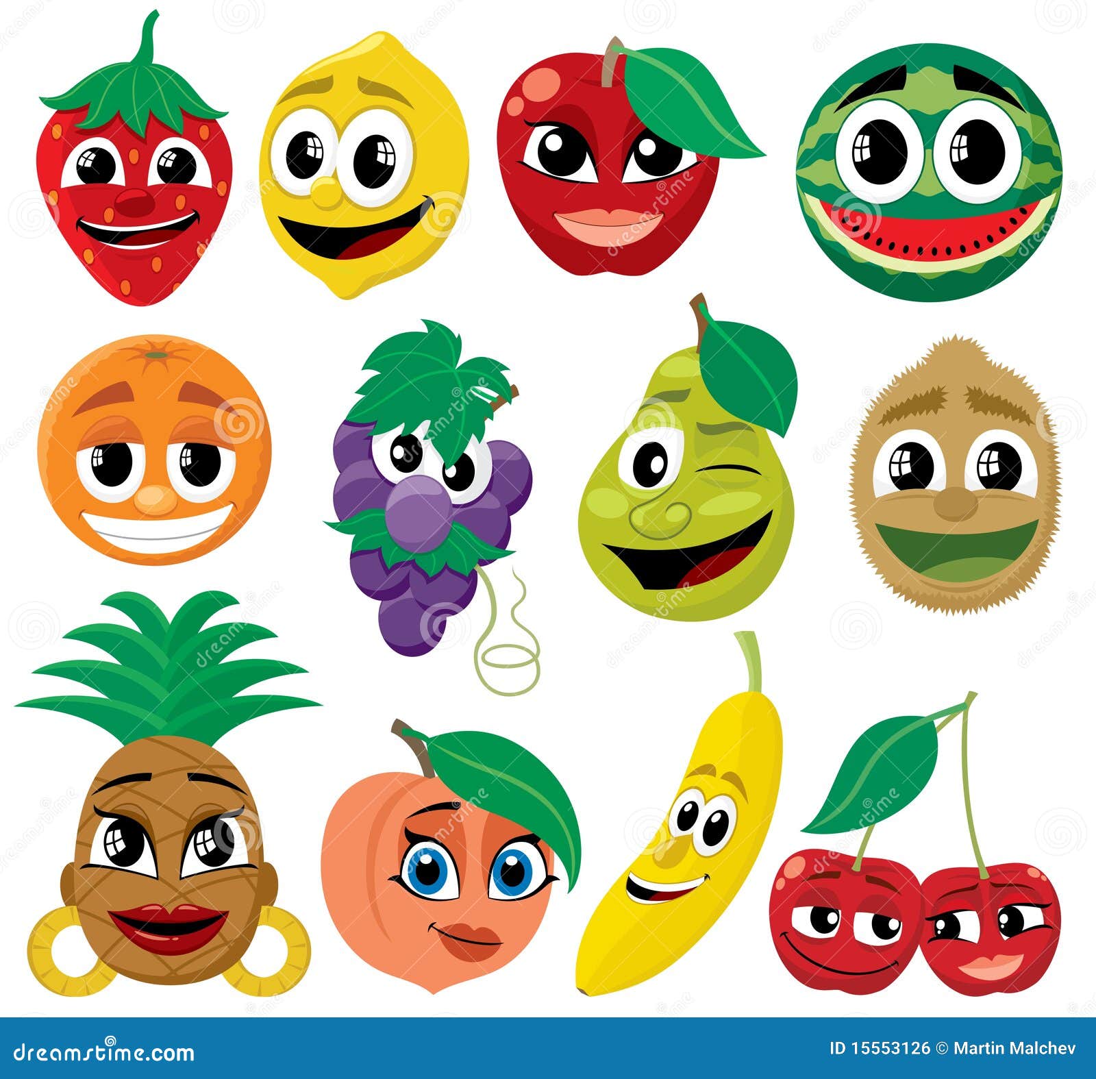 Cartoon Fruits stock vector. Illustration of food, icons - 15553126
