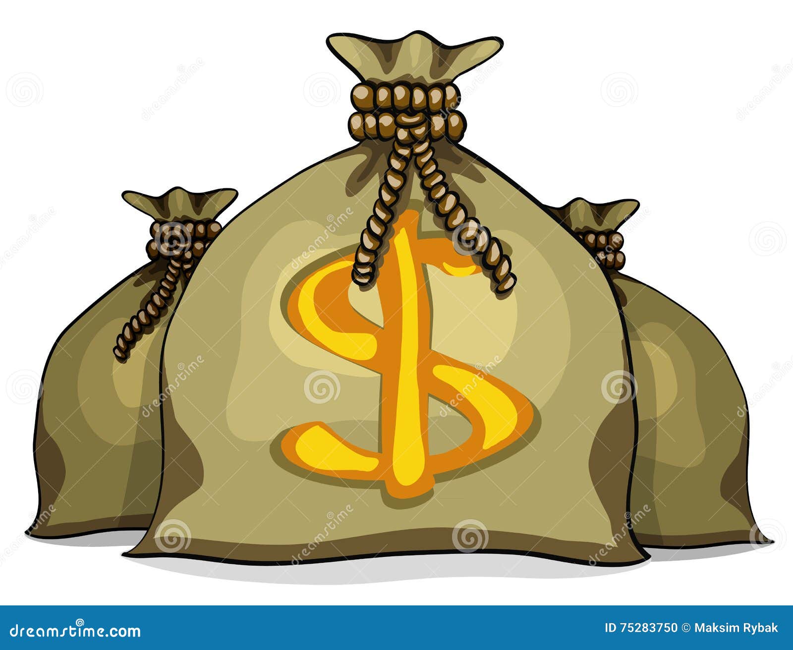 Cartoon Full Sacks with Money Stock Illustration - Illustration of ...
